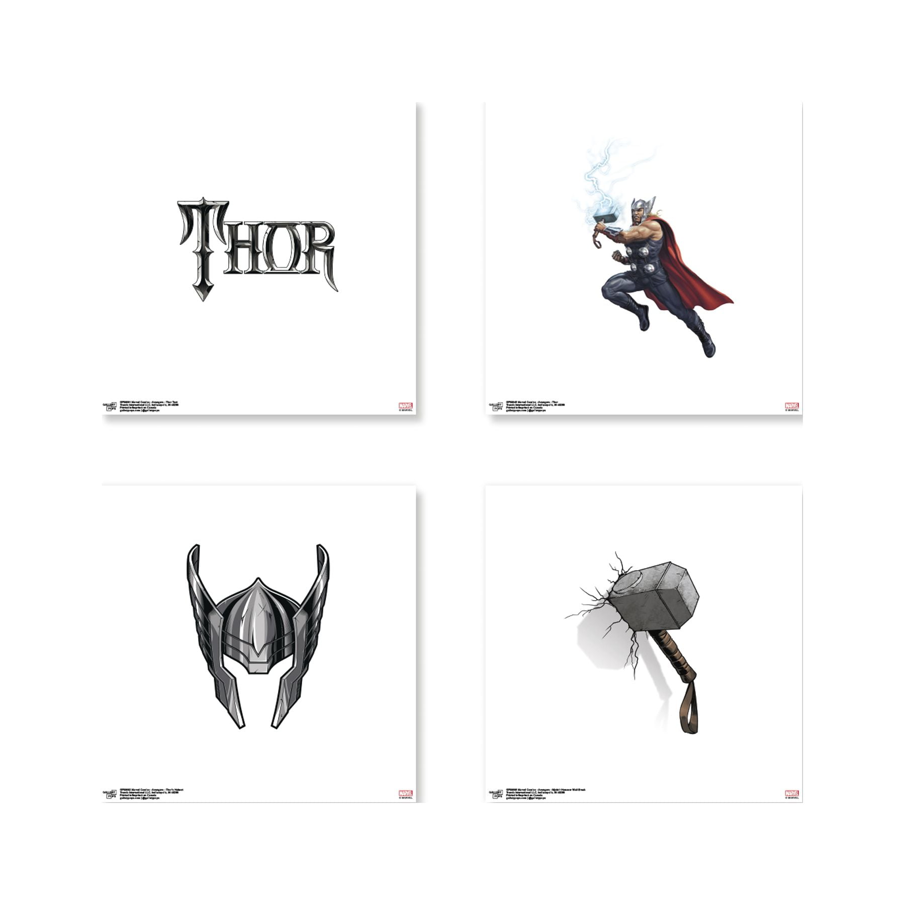 Gallery Pops Marvel Avengers - Thor Wall Art Bundle (4-Pack), Unframed ...