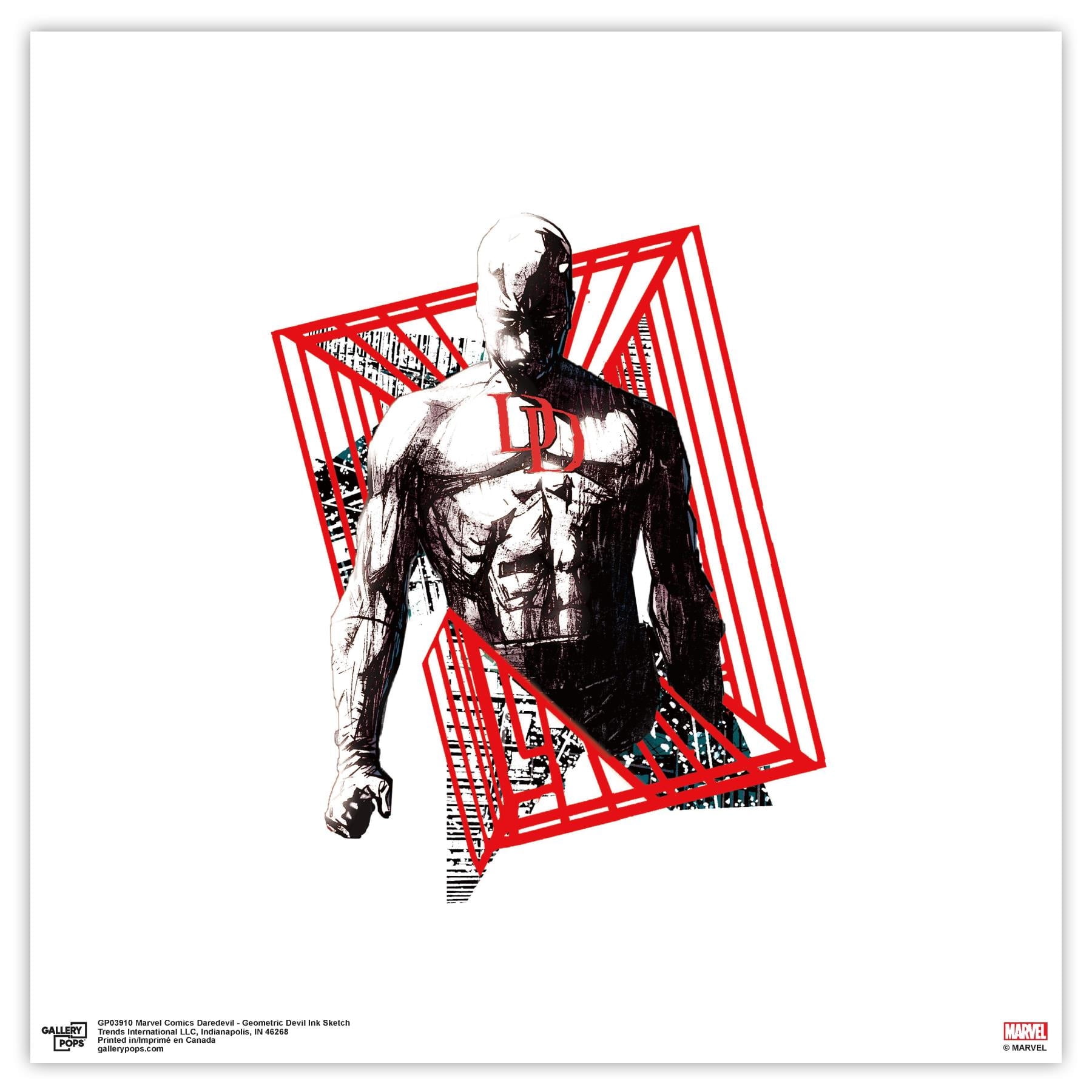 Gallery Pops Marvel Comics Daredevil - Geometric Devil Ink Sketch Wall ...