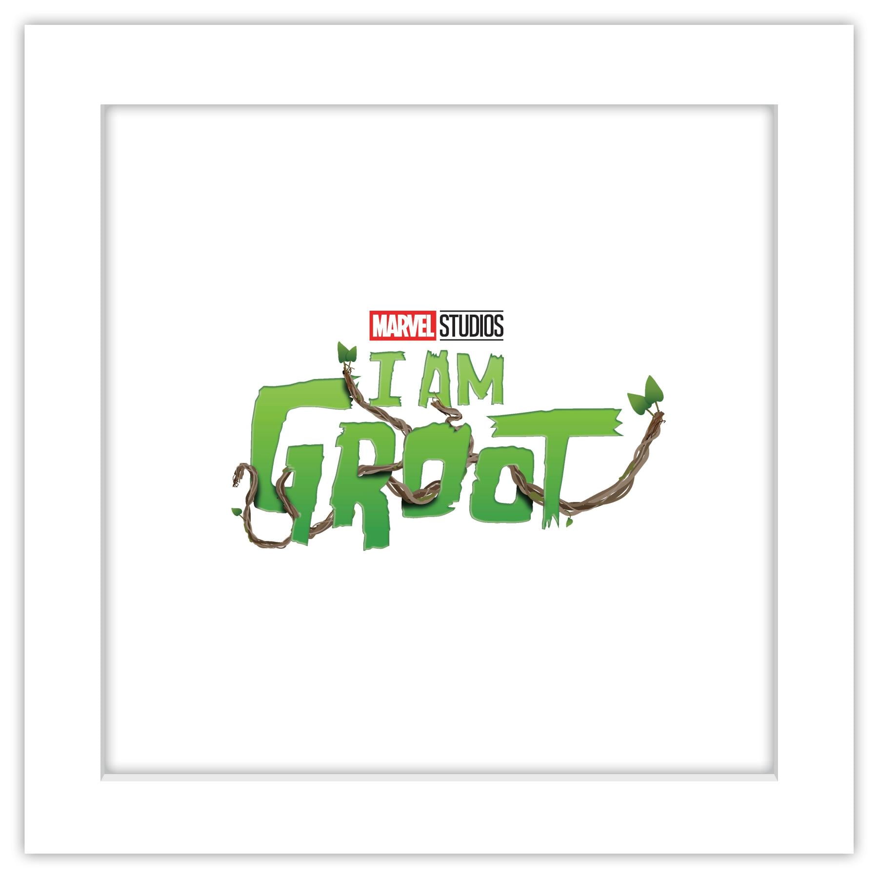 Gallery Pops Marvel I Am Groot - Logo Wall Art, White Framed Version ...