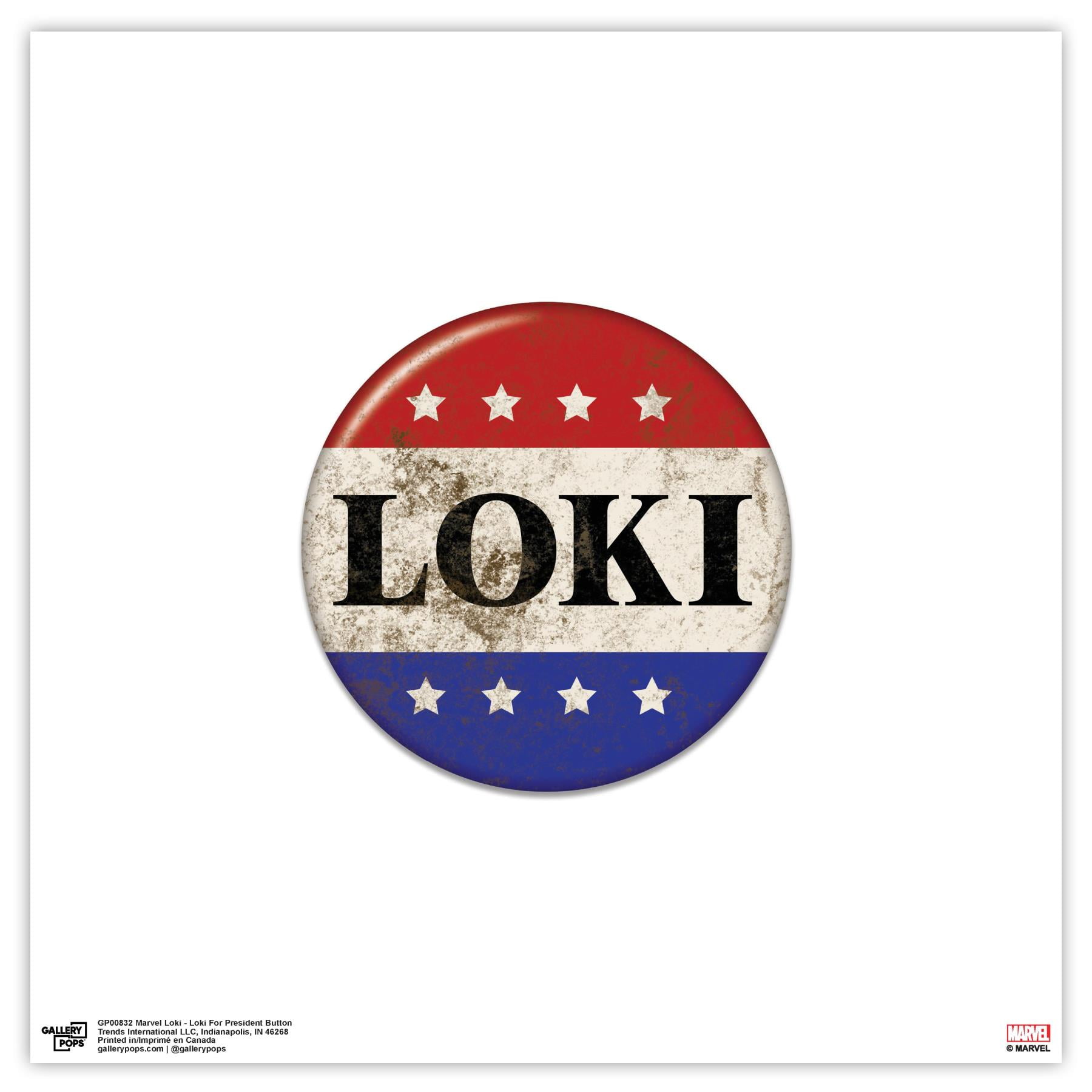 Gallery Pops Marvel Loki - Loki For President Button Wall Art, Unframed ...