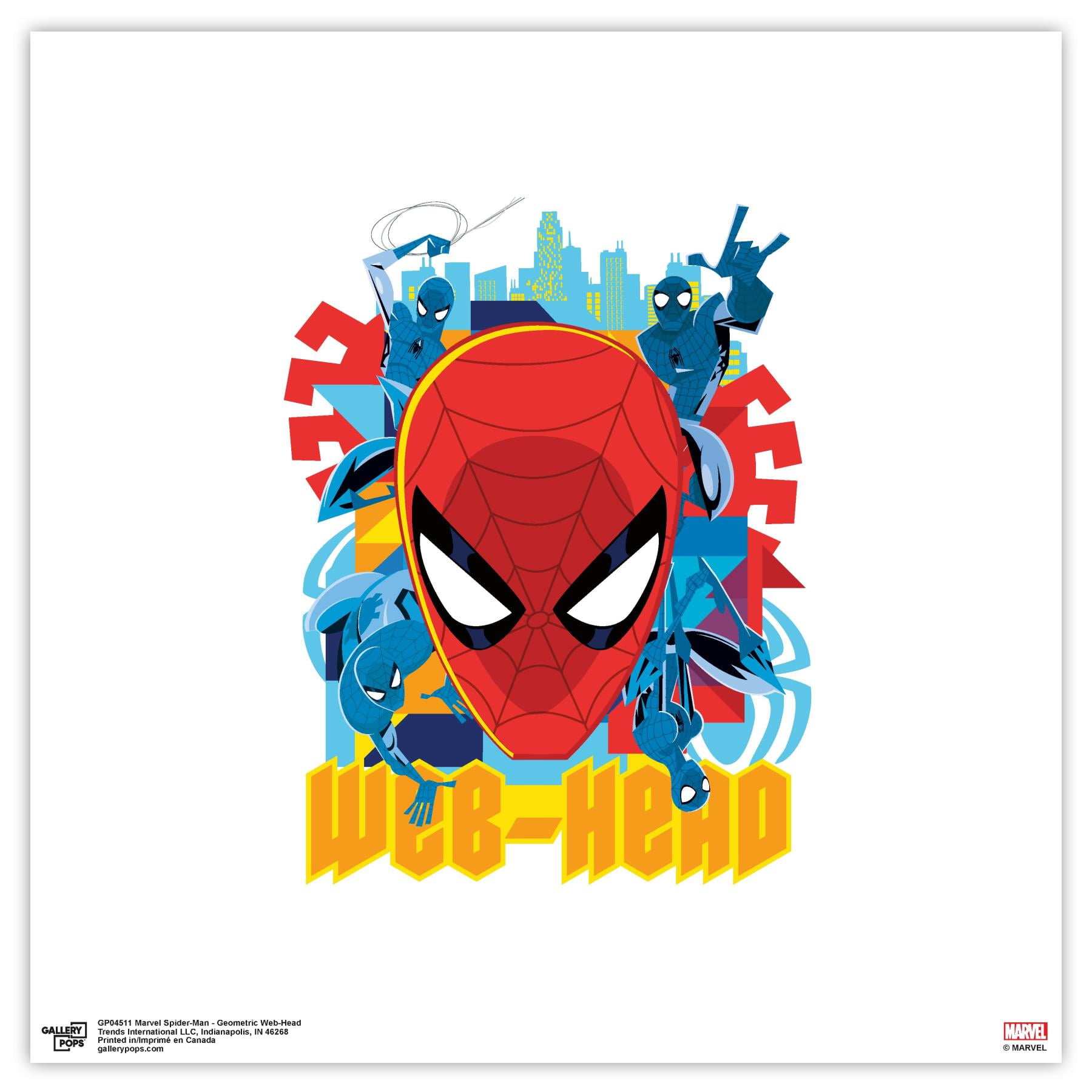 Gallery Pops Marvel Spider-Man - Geometric Web-Head Wall Art, Unframed ...
