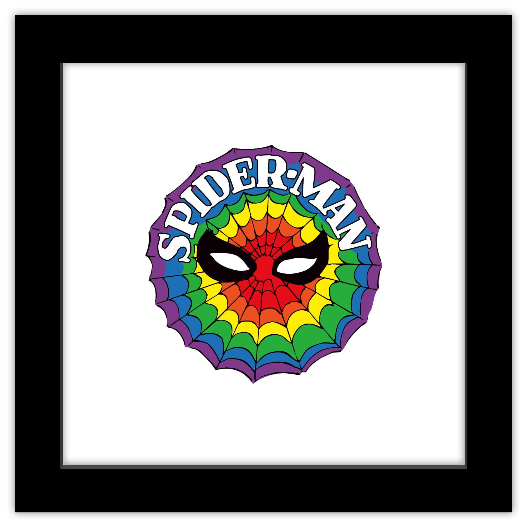 Gallery Pops Marvel Spider-Man - Retro Spotlight Rainbow Web Wall Art, Black Framed Version, 12 ...