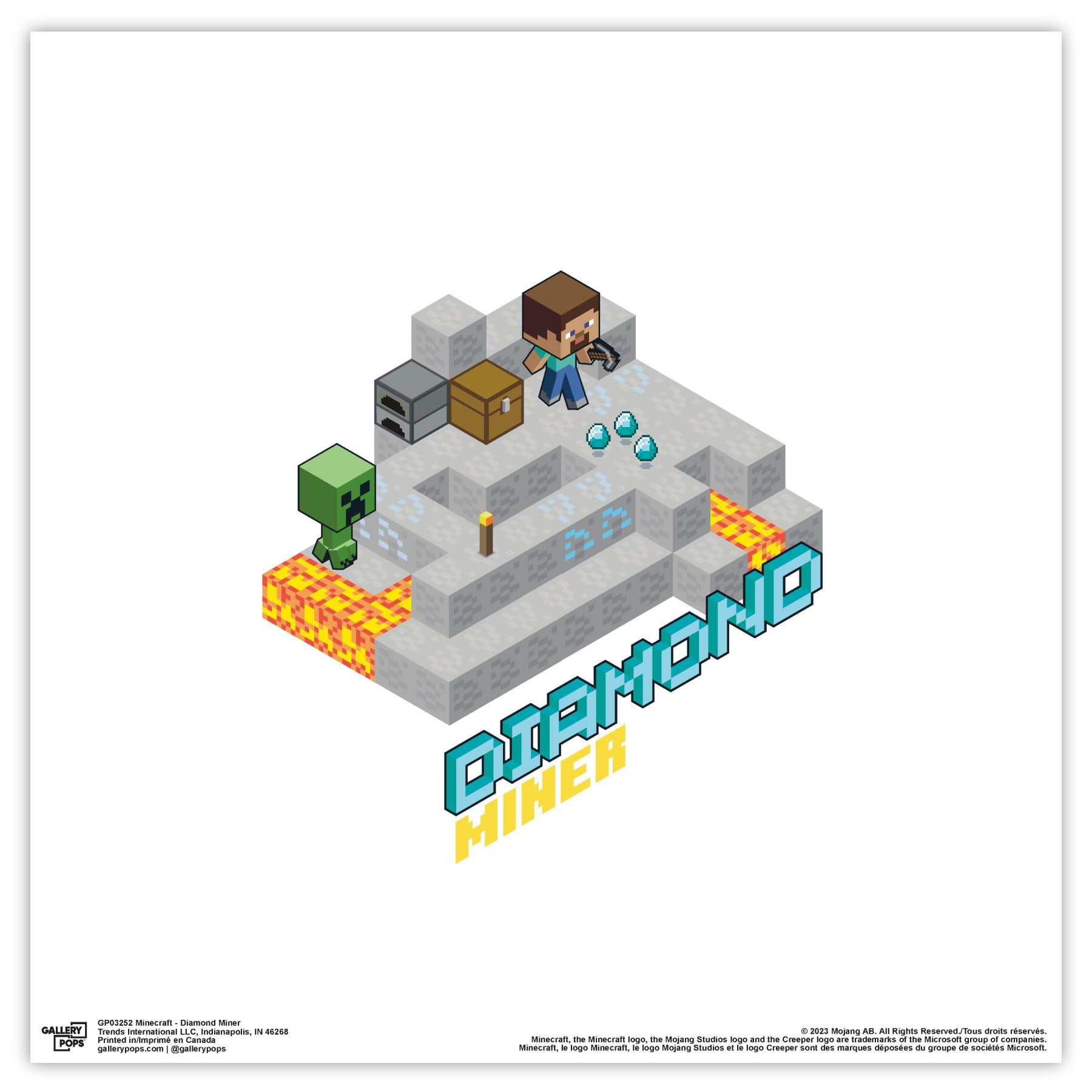 Gallery Pops Minecraft - Diamond Miner Wall Art, Unframed Version, 12 ...
