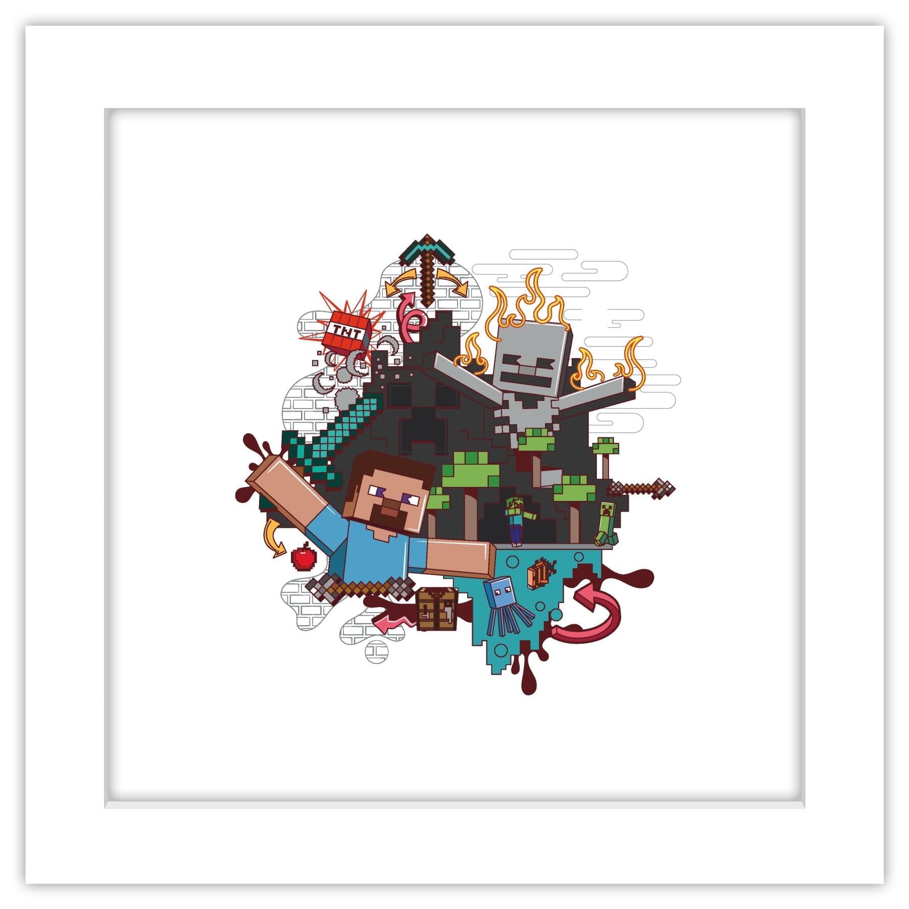 Gallery Pops Minecraft - Funtage Player Steve Wall Art, White Framed ...