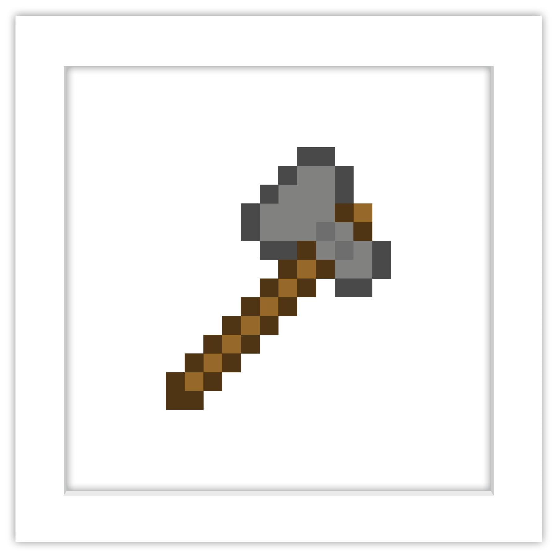 Gallery Pops Minecraft: Iconic Pixels - Items - Stone Axe Wall Art, White Framed Version, 12" x ...