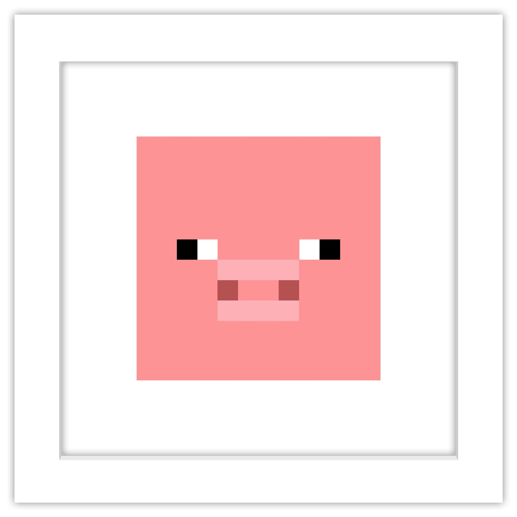 Gallery Pops Minecraft: Iconic Pixels - Mobs - Pig Wall Art, White ...