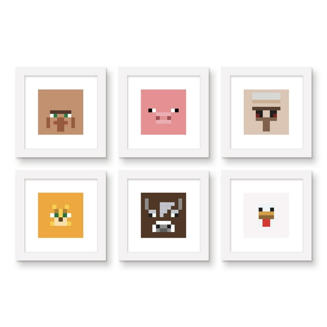 Gallery Pops Minecraft - Iconic Pixels Village Wall Art Bundle (6-Pack ...