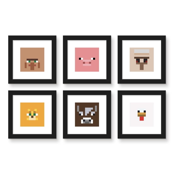 Gallery Pops Minecraft - Iconic Pixels Village Wall Art Bundle (6-Pack ...