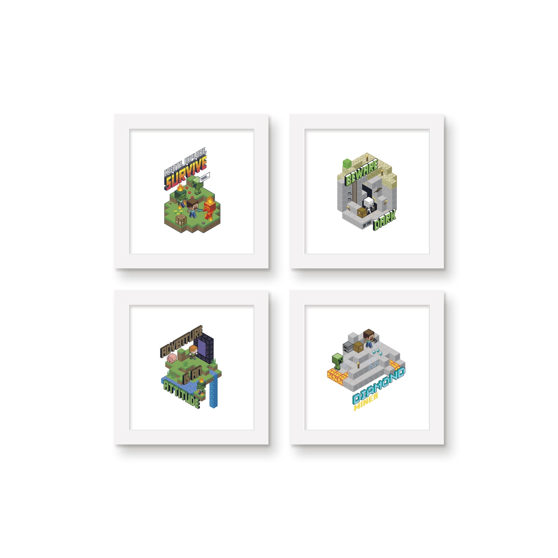 Gallery Pops Minecraft - Isometric Graphic Wall Art Bundle (4-Pack ...