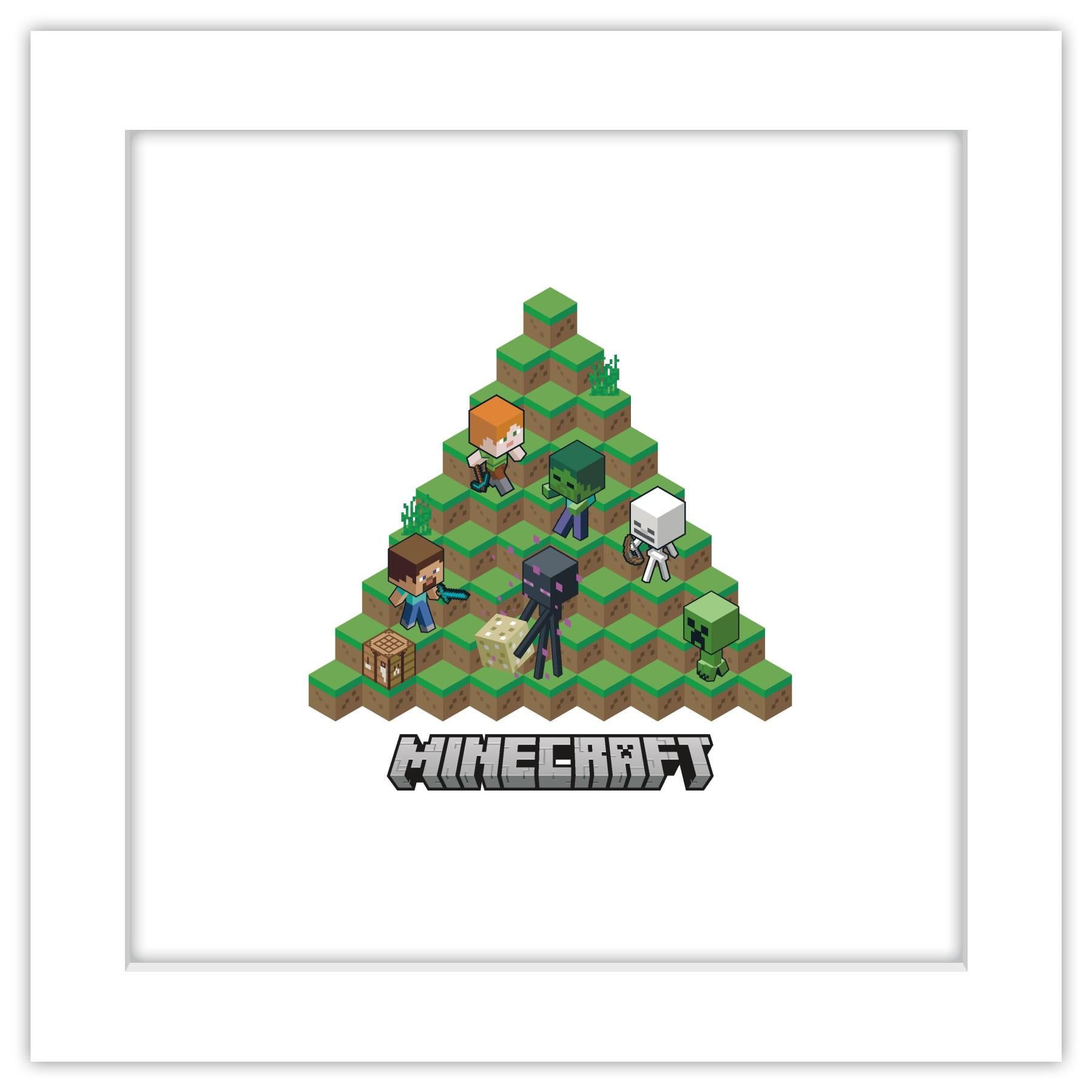 Gallery Pops Minecraft - Isometric Minecraft Badge Wall Art, White Framed Version, 12" x 12 ...