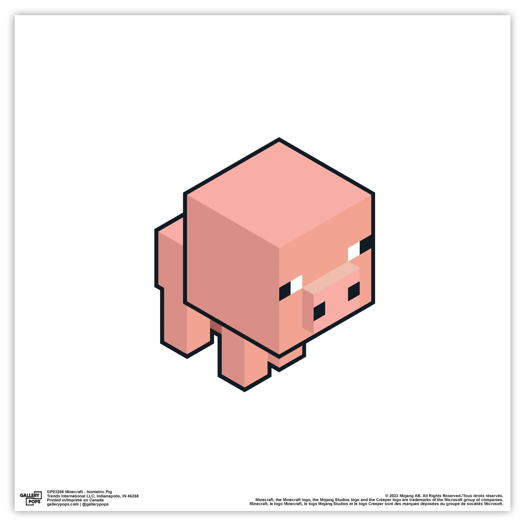 Gallery Pops Minecraft - Isometric Pig Wall Art, Unframed Version, 12 ...