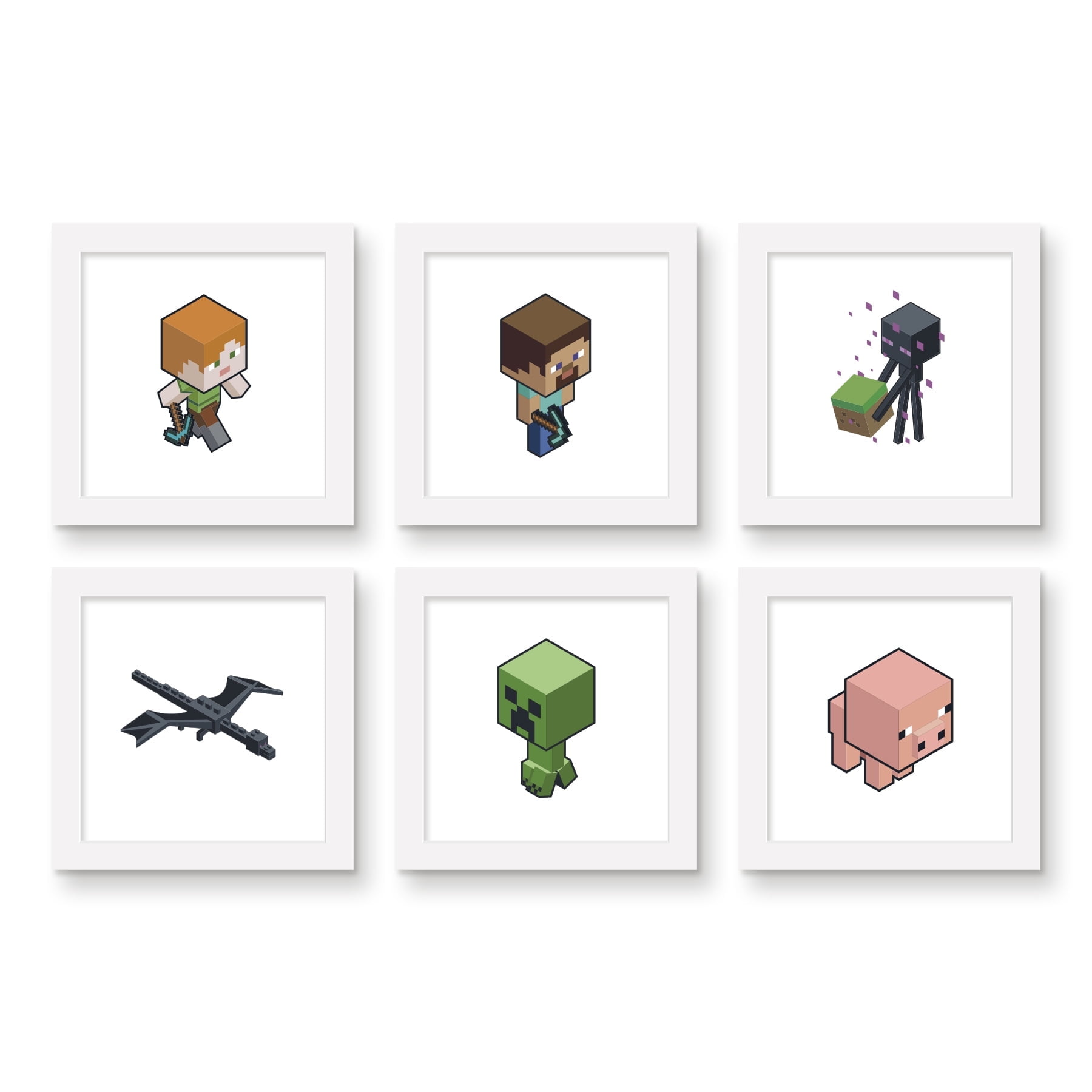 Gallery Pops Minecraft - Isometric Player Mobs Wall Art Bundle (6-Pack ...