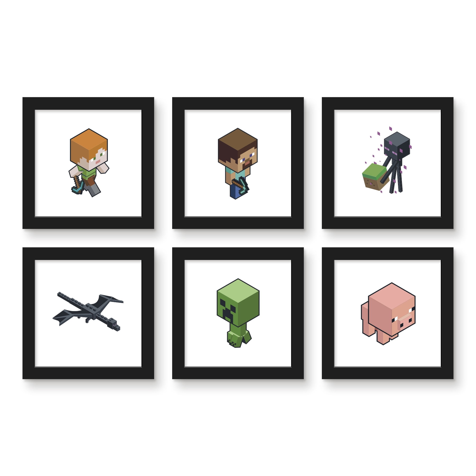Gallery Pops Minecraft - Isometric Player Mobs Wall Art Bundle (6-Pack ...