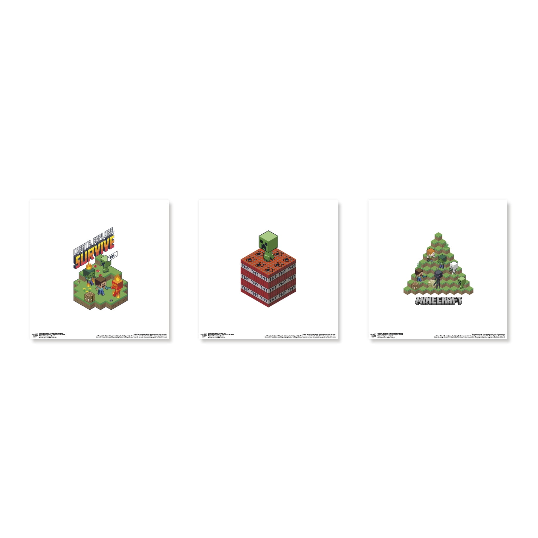 Gallery Pops Minecraft - Isometric Survive Wall Art Bundle (3-Pack ...