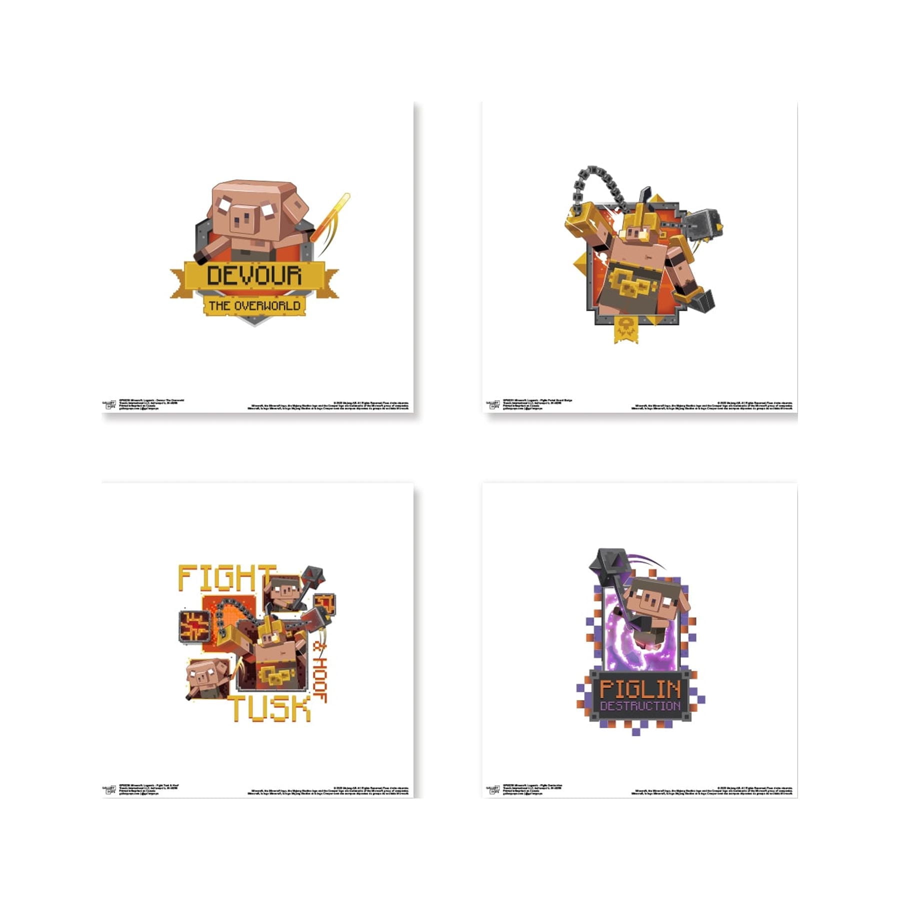 Gallery Pops Minecraft: Legends - Piglin Tusk & Hoof Wall Art Bundle (4 ...