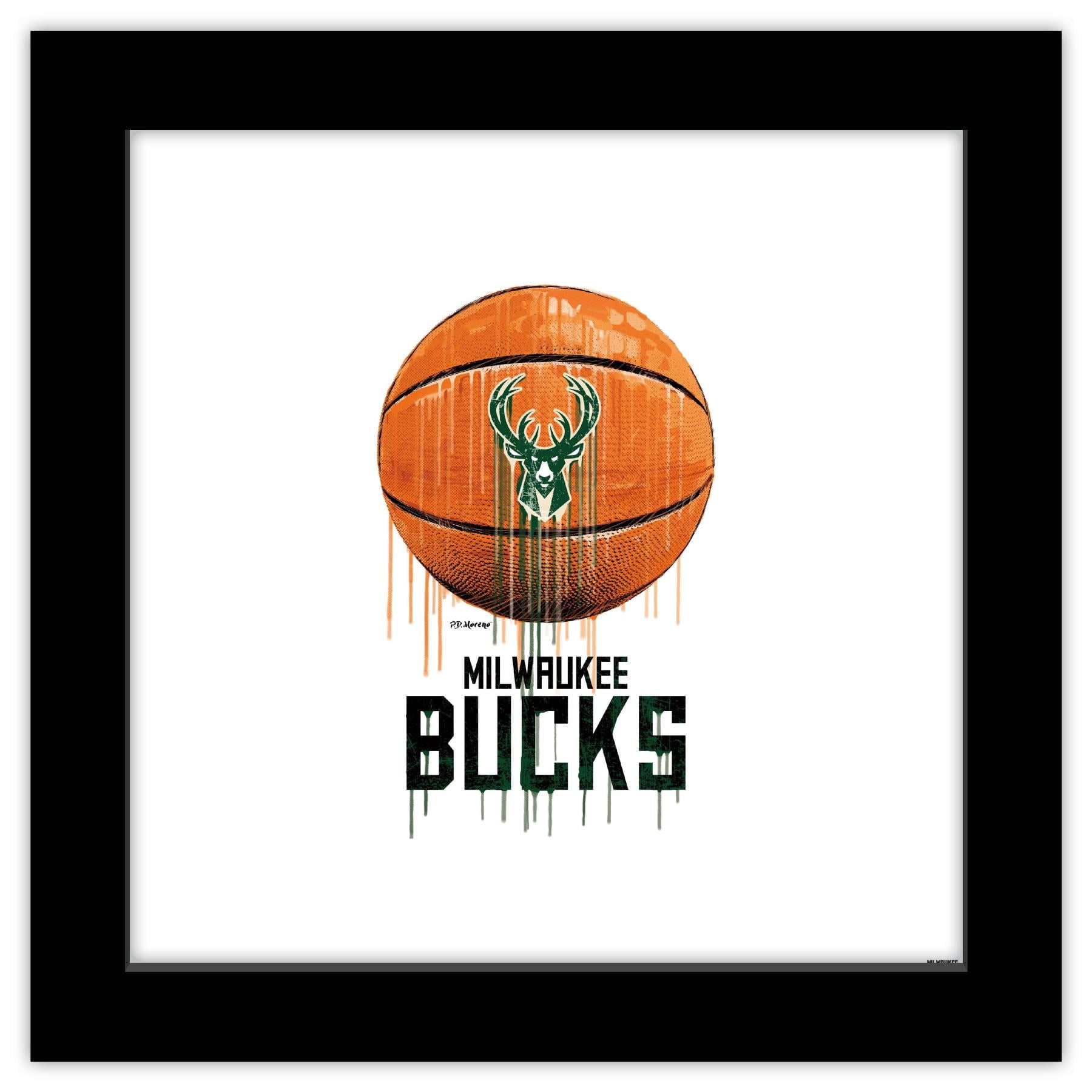 Gallery Pops NBA Milwaukee Bucks - Drip Basketball Wall Art, Black ...