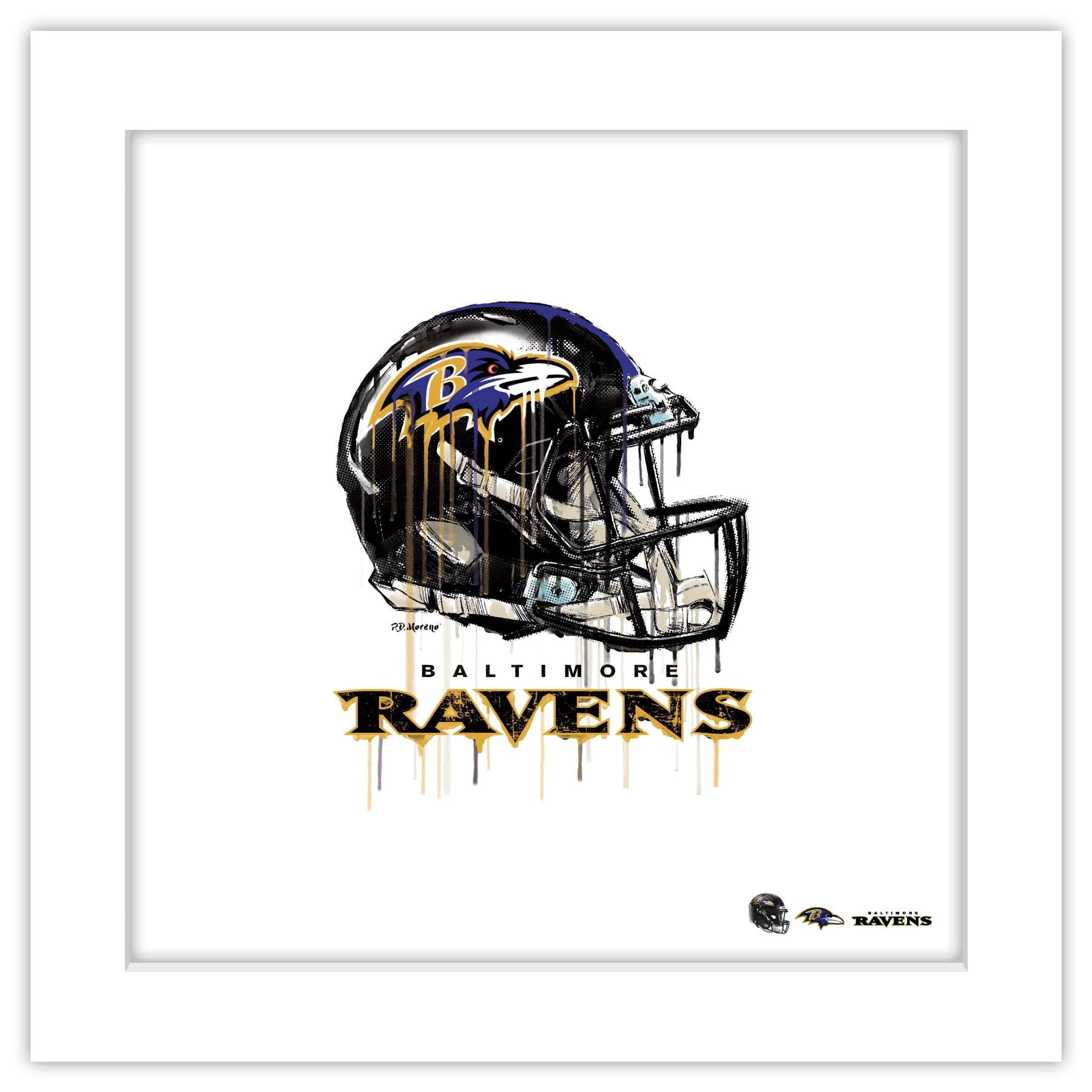 Gallery Pops NFL Baltimore Ravens - Drip Helmet Wall Art, White Framed ...