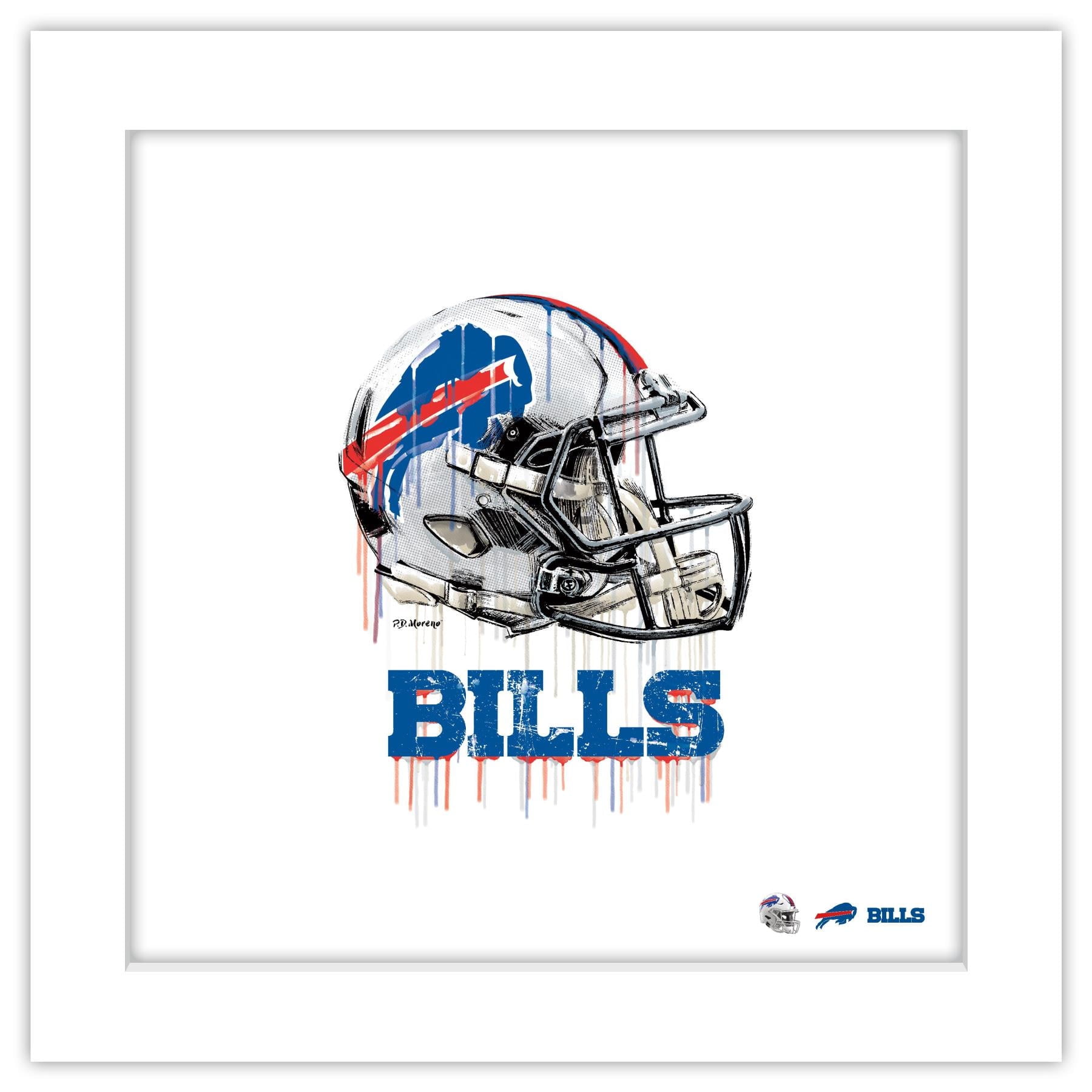 Gallery Pops NFL Buffalo Bills - Drip Helmet Wall Art, White Framed ...