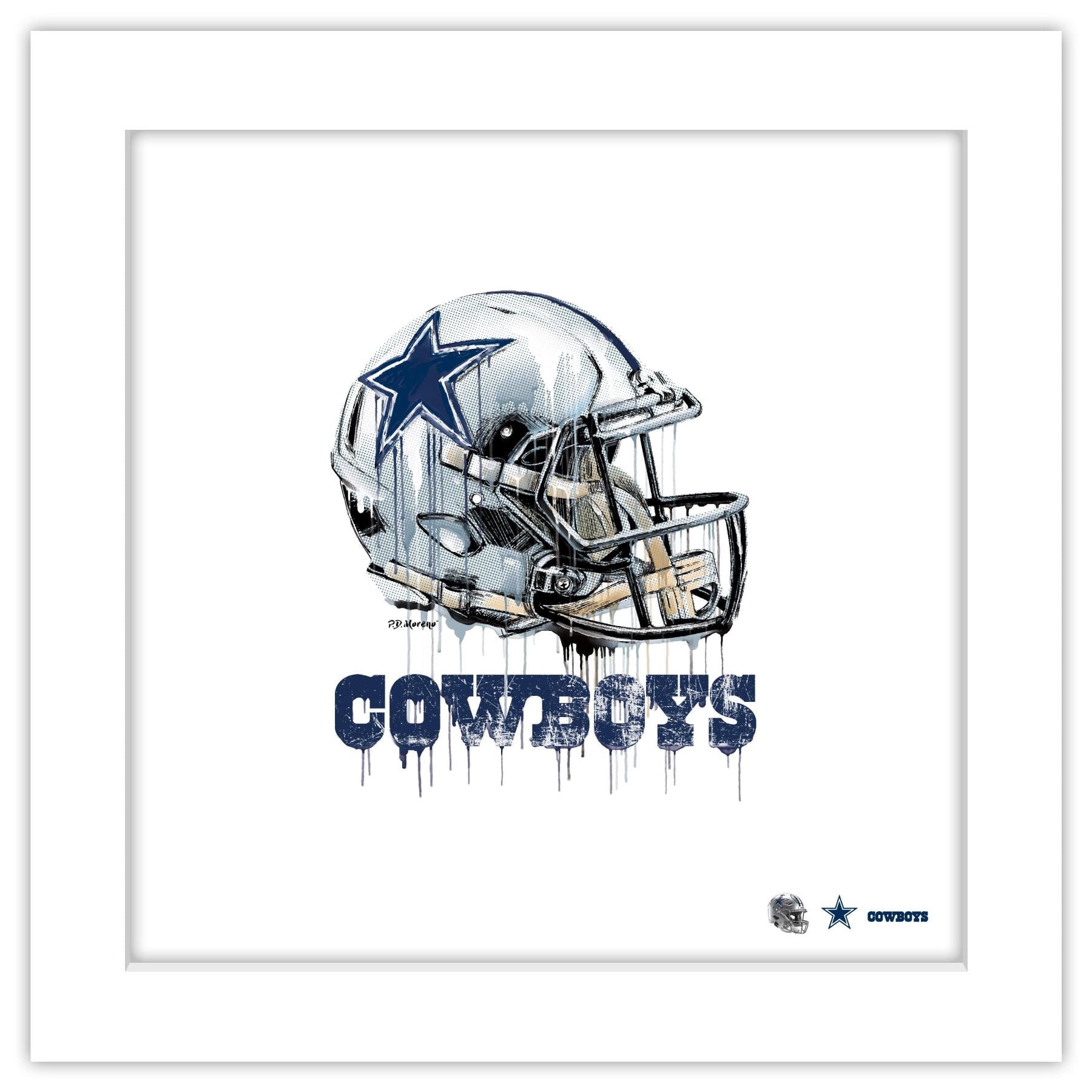 Gallery Pops NFL Dallas Cowboys - Drip Helmet Wall Art, White Framed ...
