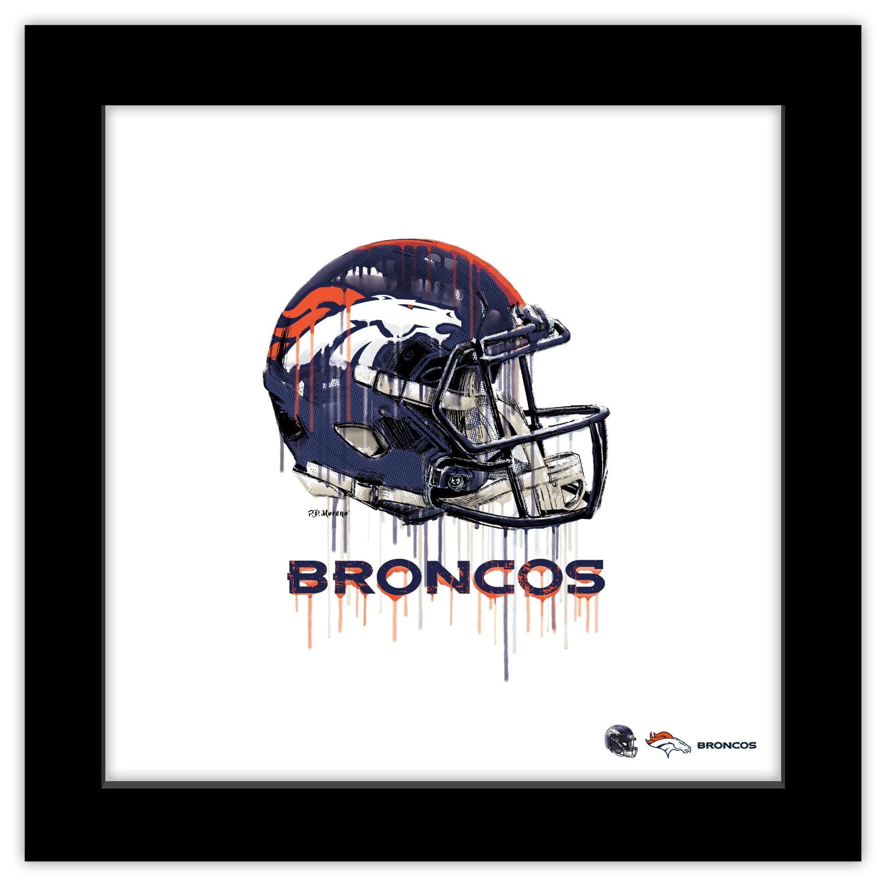 Gallery Pops NFL Denver Broncos - Drip Helmet Wall Art, Black Framed ...