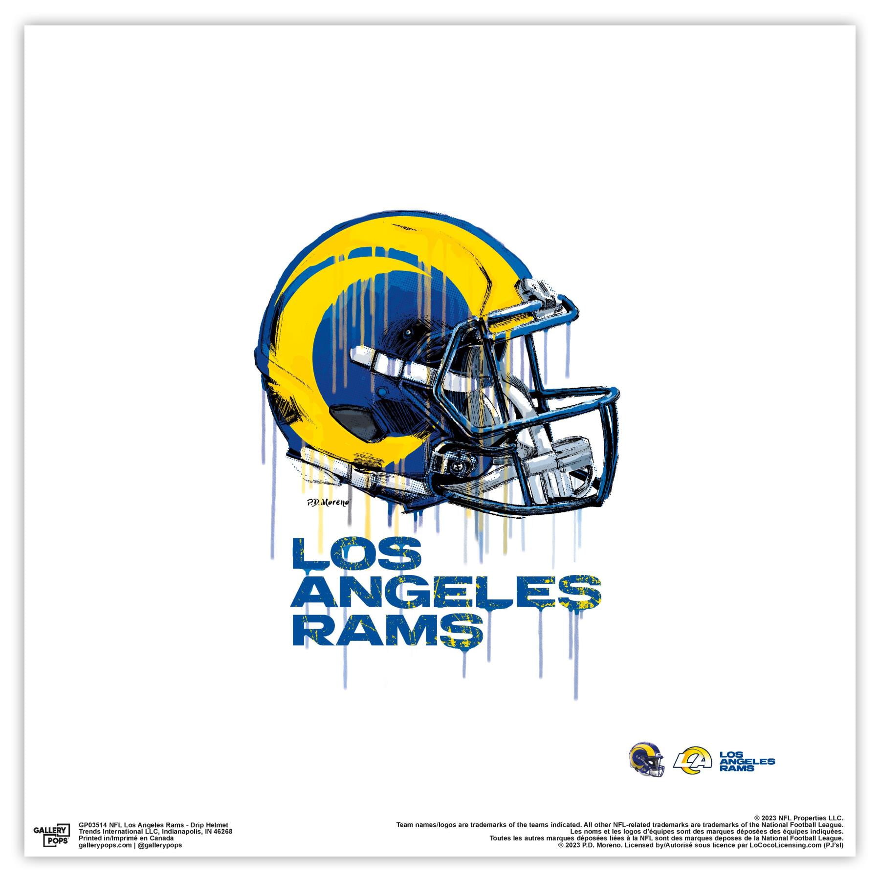 Gallery Pops NFL Los Angeles Rams - Drip Helmet Wall Art, Unframed ...