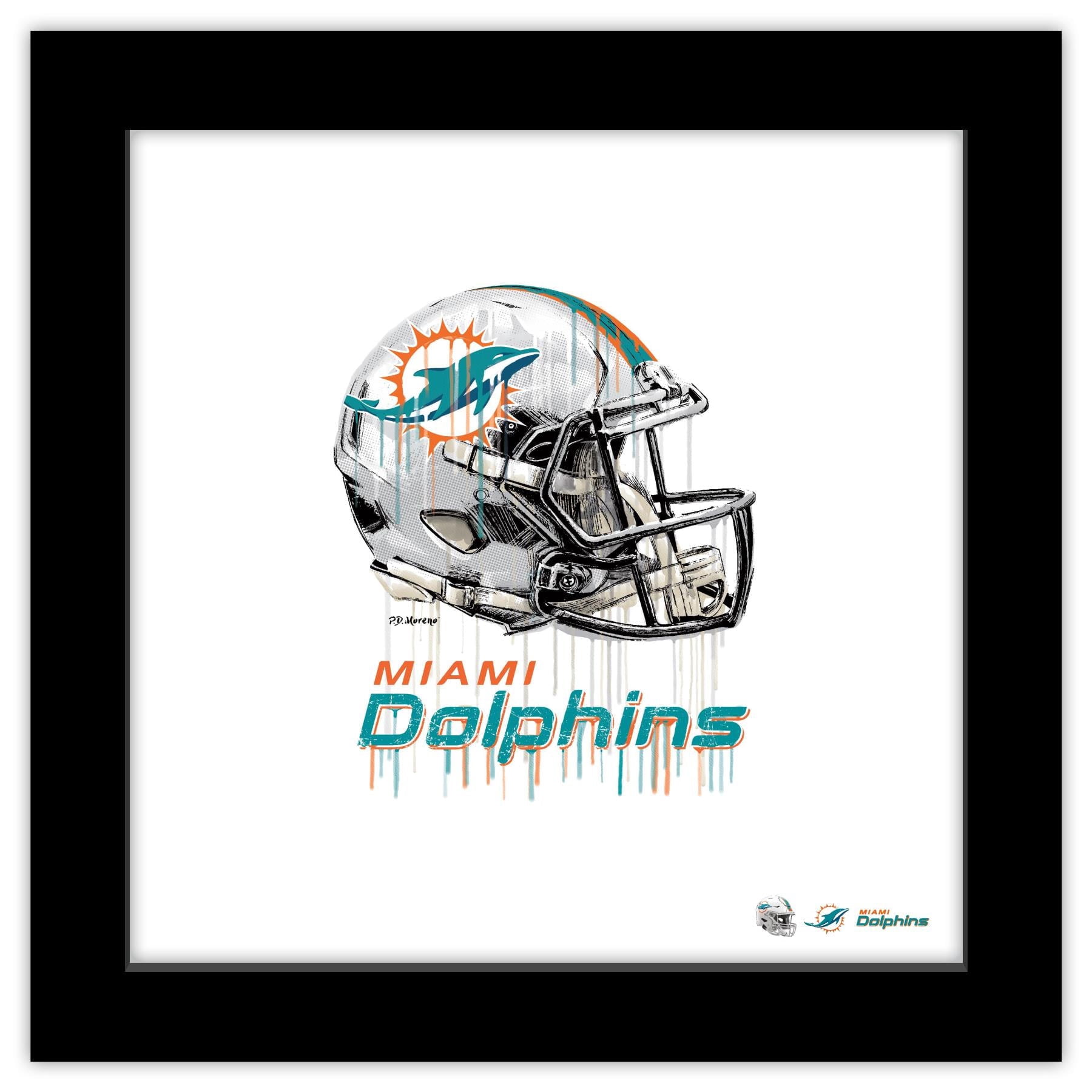 Gallery Pops NFL Miami Dolphins - Drip Helmet Wall Art, Black Framed ...