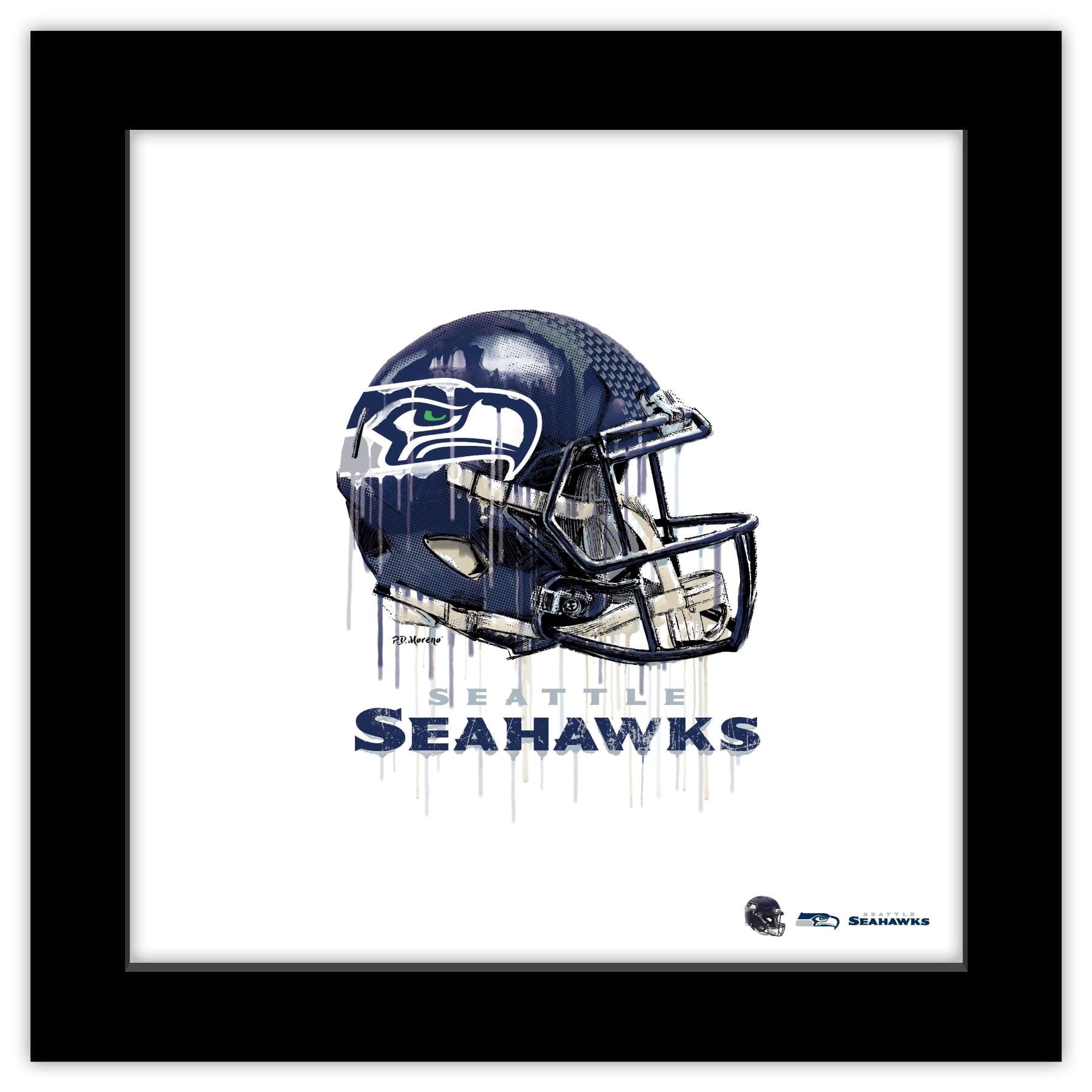Gallery Pops NFL Seattle Seahawks - Drip Helmet Wall Art, Black Framed ...