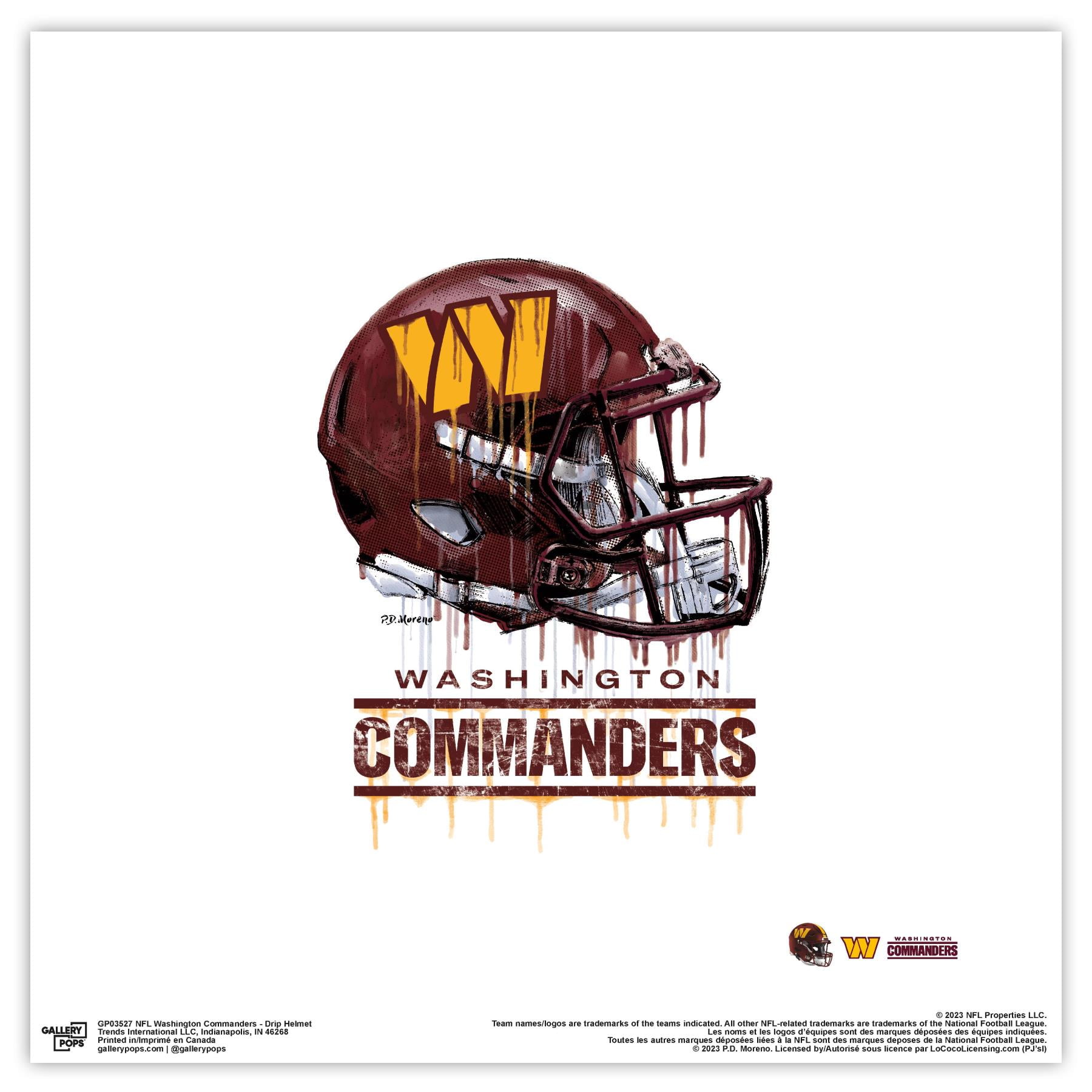 Gallery Pops NFL Washington Commanders - Drip Helmet Wall Art, Unframed ...