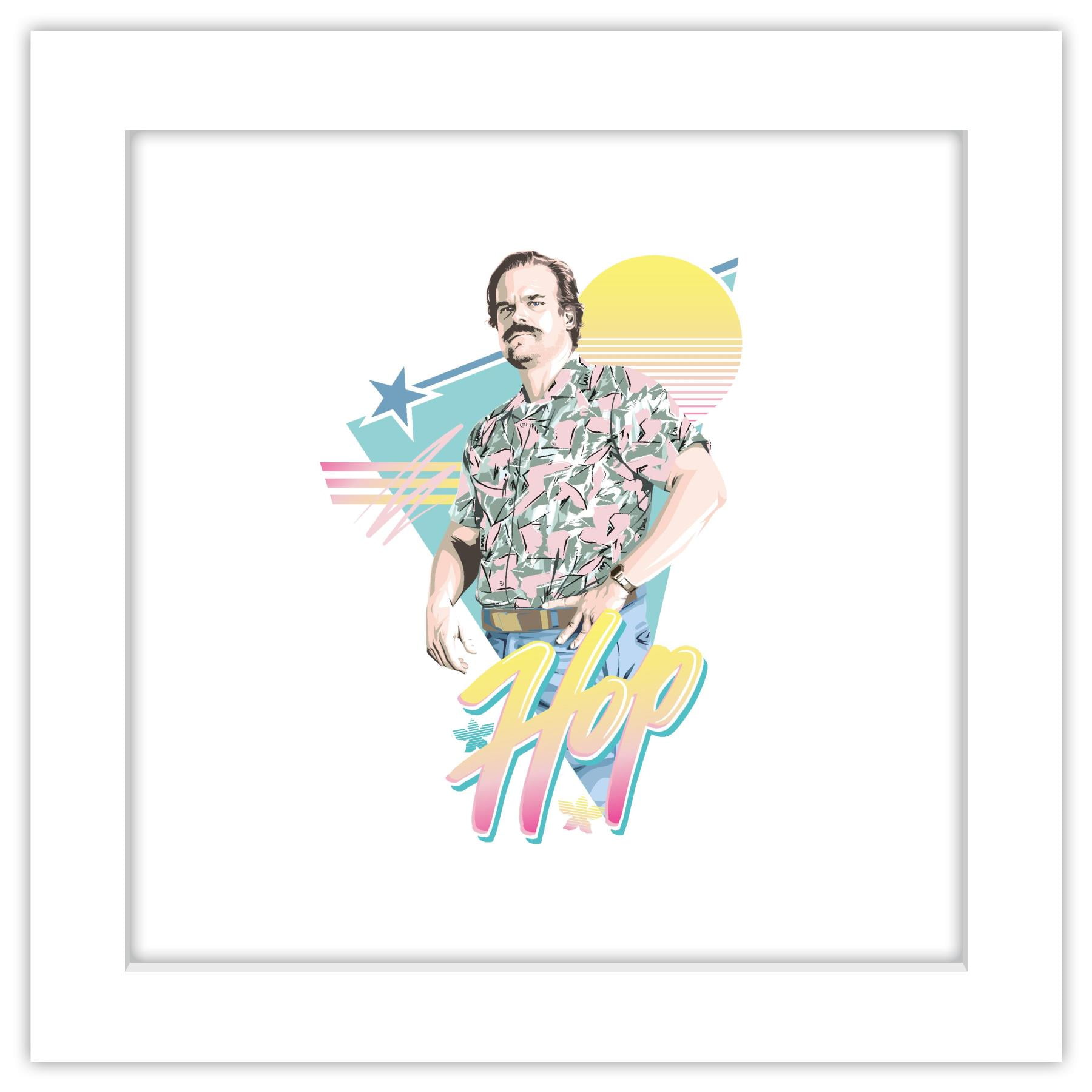 Gallery Pops Netflix Stranger Things: Season 3 - 80s-Style Hopper Graphic Wall Art, White Framed ...