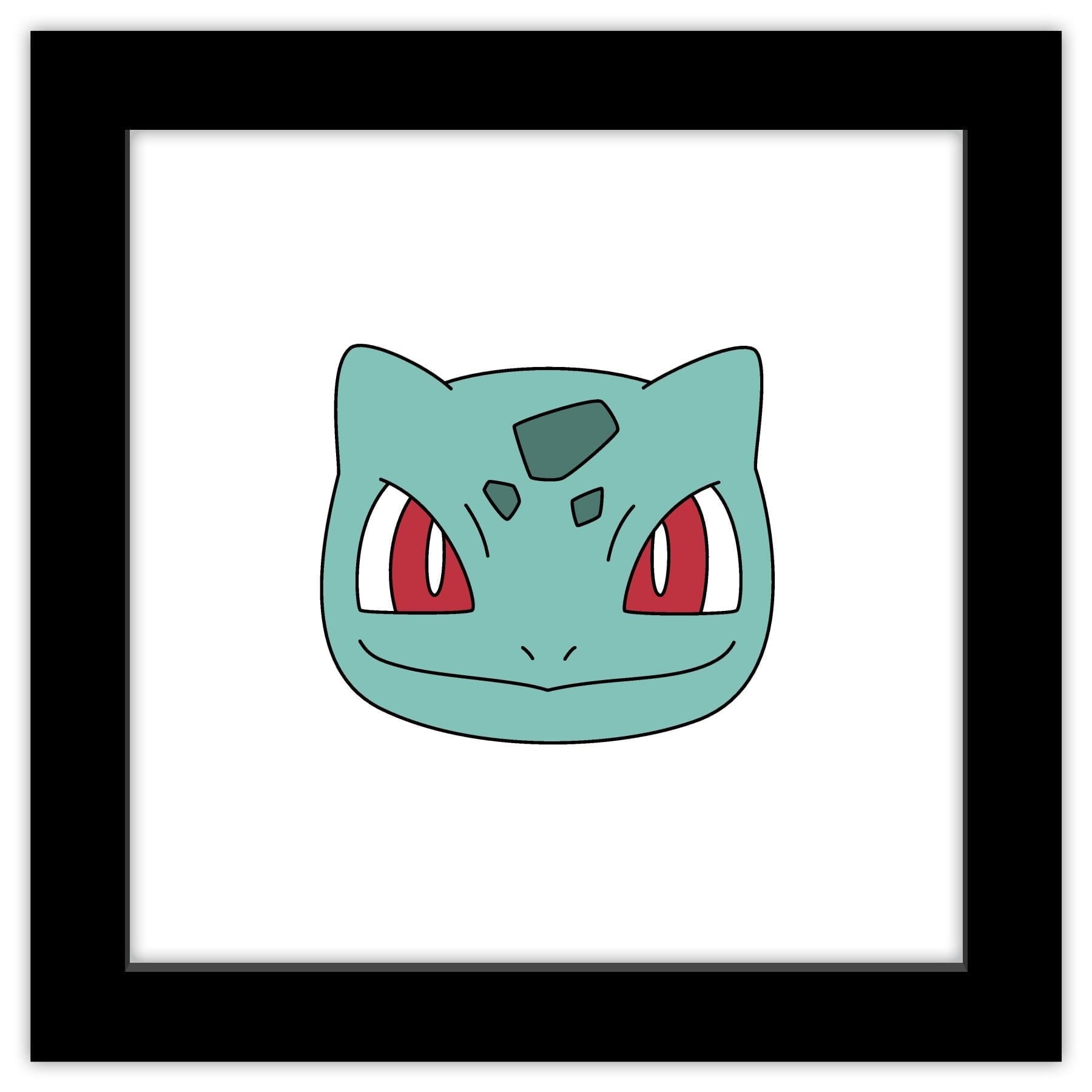 Gallery Pops Pokemon - Bulbasaur Face Wall Art, Black Framed Version ...