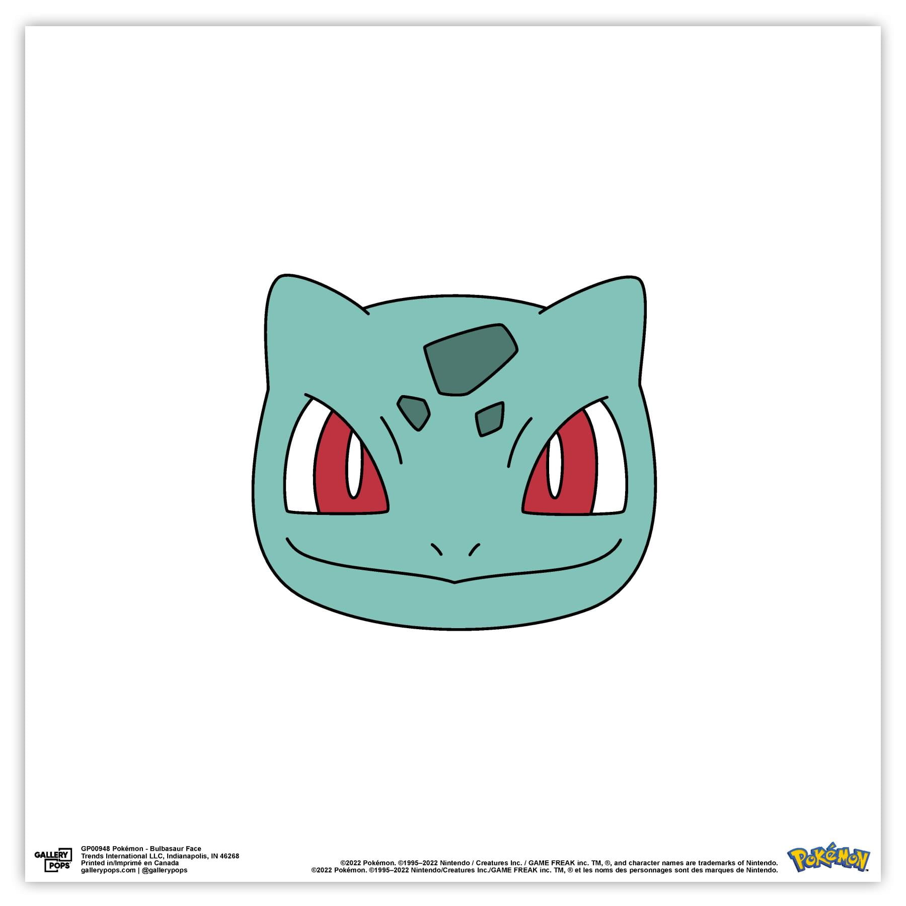 Gallery Pops Pokemon - Bulbasaur Face Wall Art, Unframed Version, 12" x ...