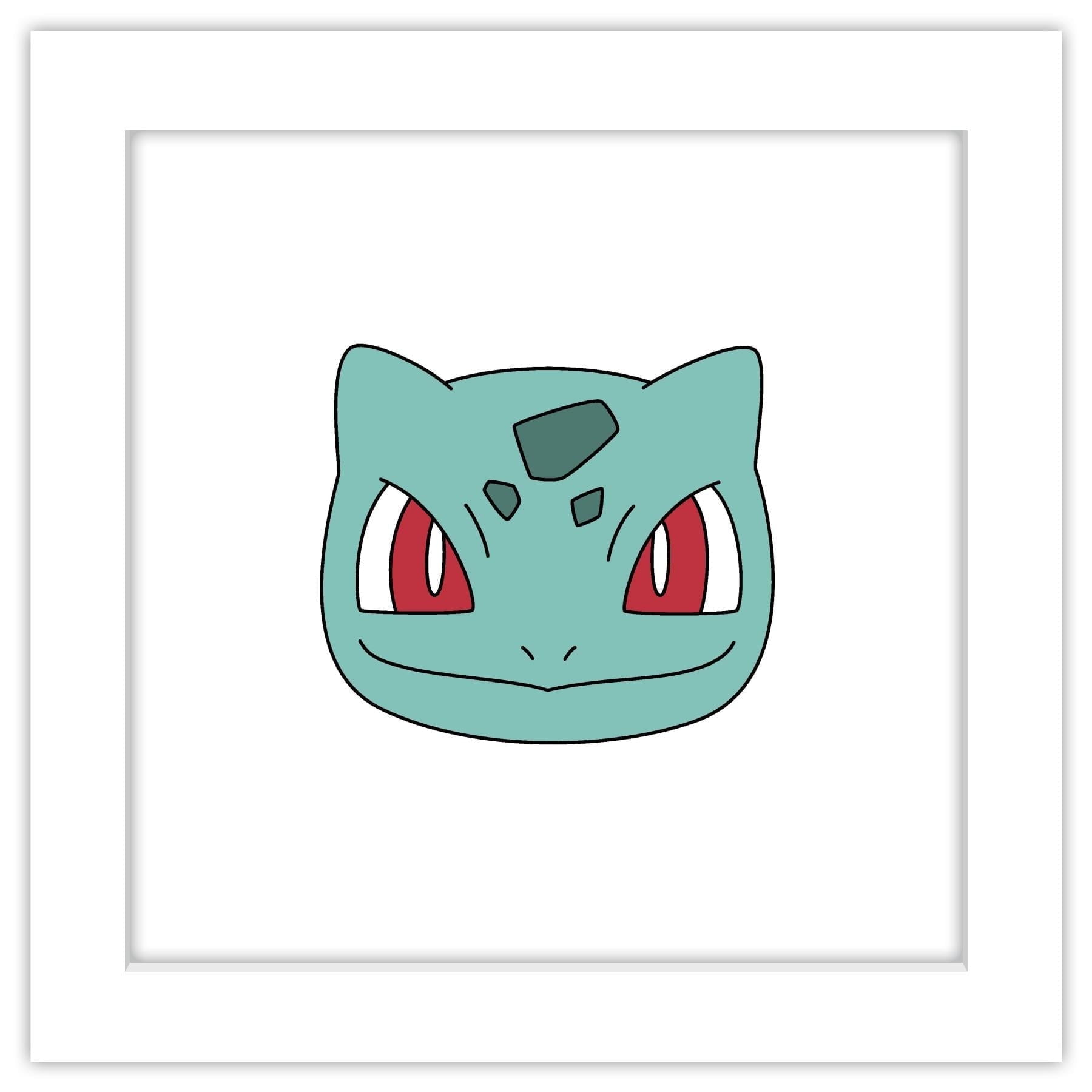 Gallery Pops Pokemon - Bulbasaur Face Wall Art, White Framed Version ...