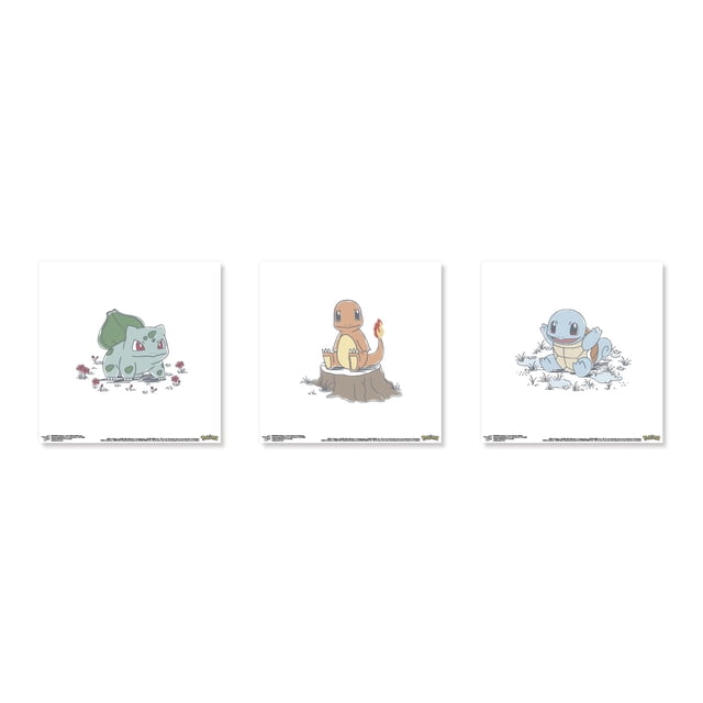 Gallery Pops Pokemon - Daily Sketch First Partners Wall Art Bundle (3 ...