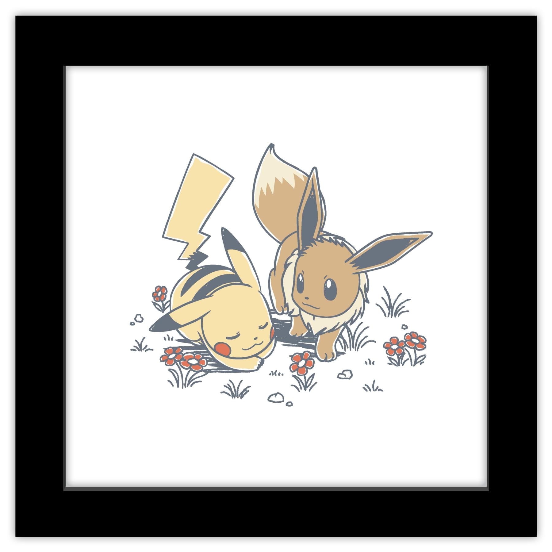 Gallery Pops Pokemon - Daily Sketch Pikachu and Eevee Wall Art, Black ...