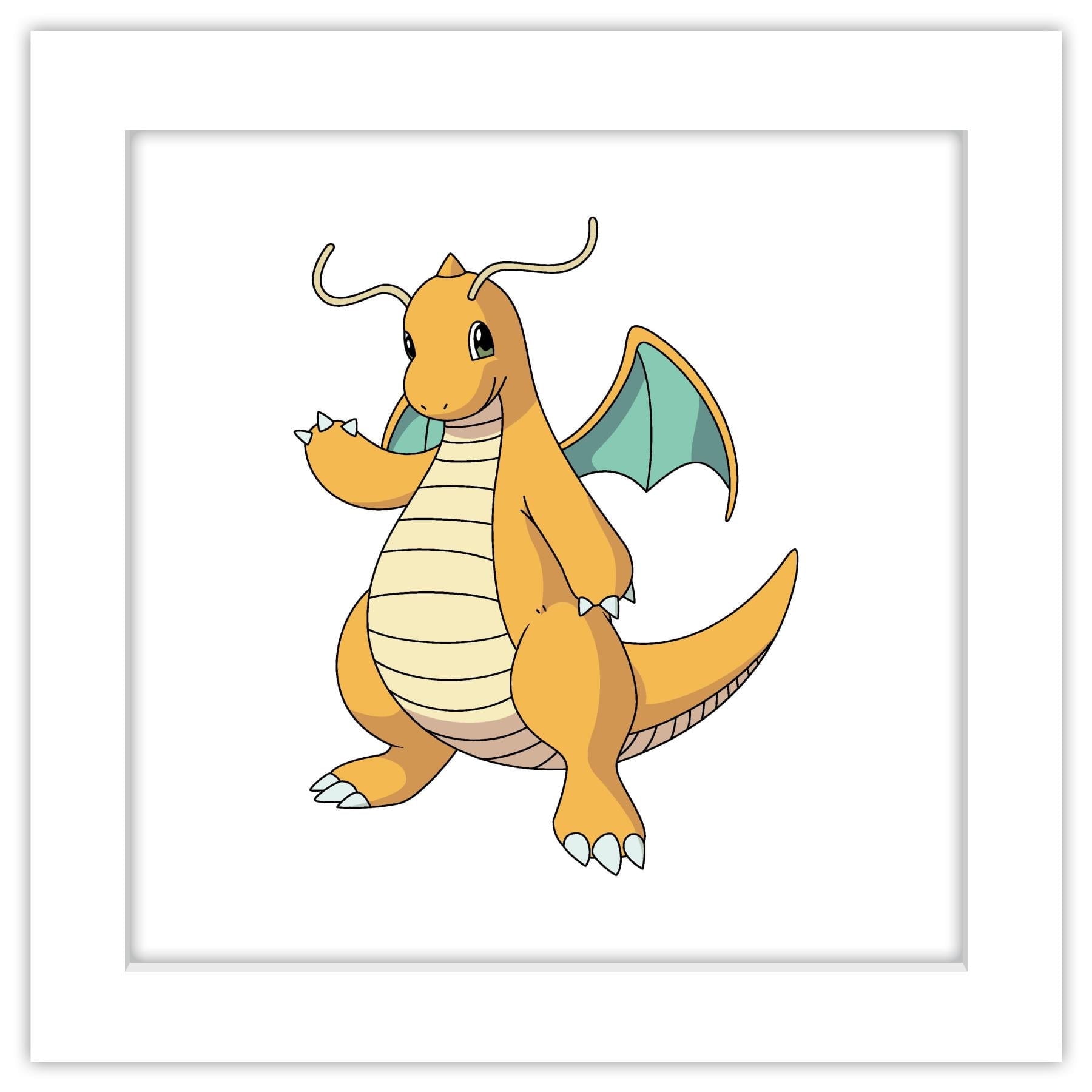 Gallery Pops Pokemon - Dragonite Wall Art, White Framed Version, 12" x ...