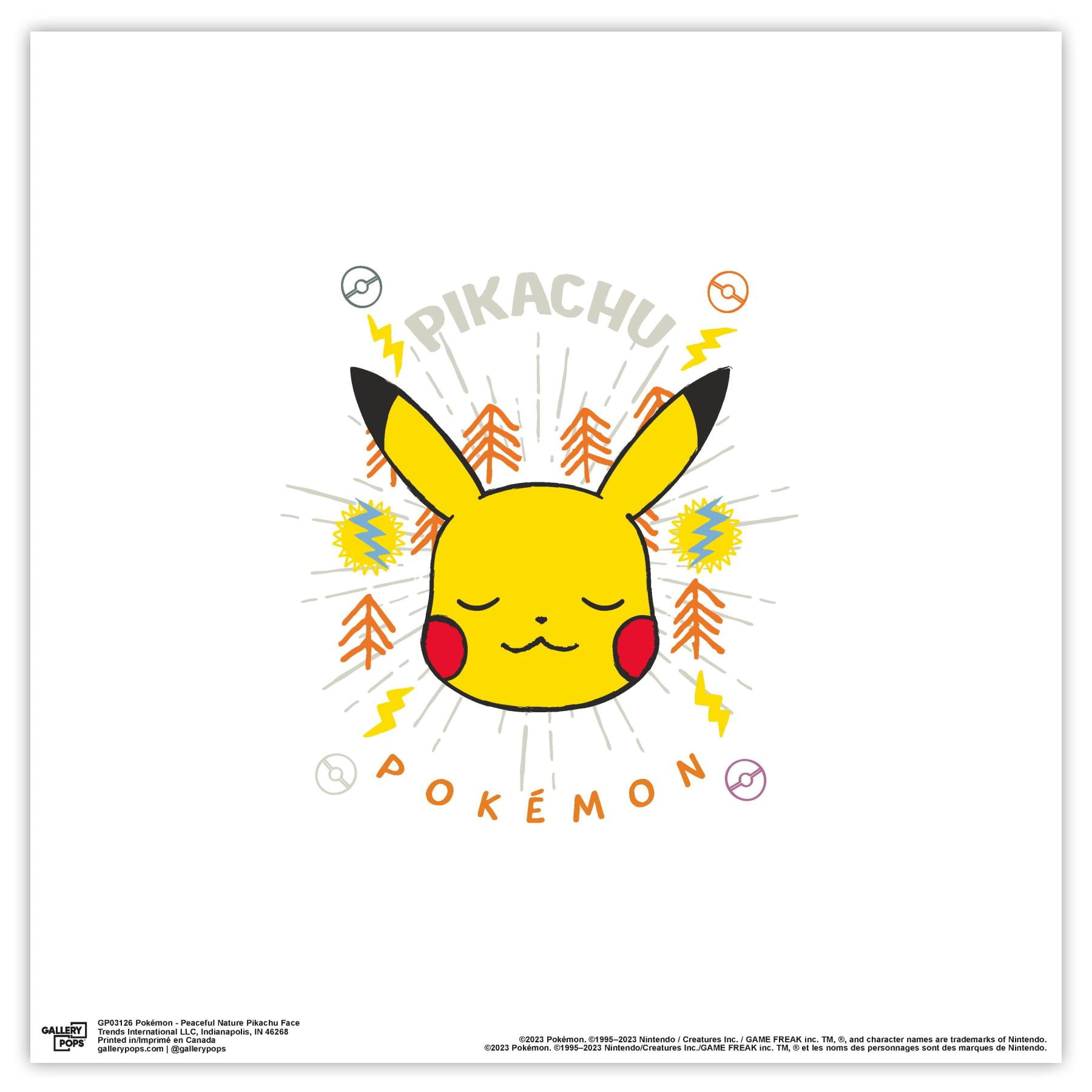 Gallery Pops Pokemon - Peaceful Nature Pikachu Face Wall Art, Unframed ...