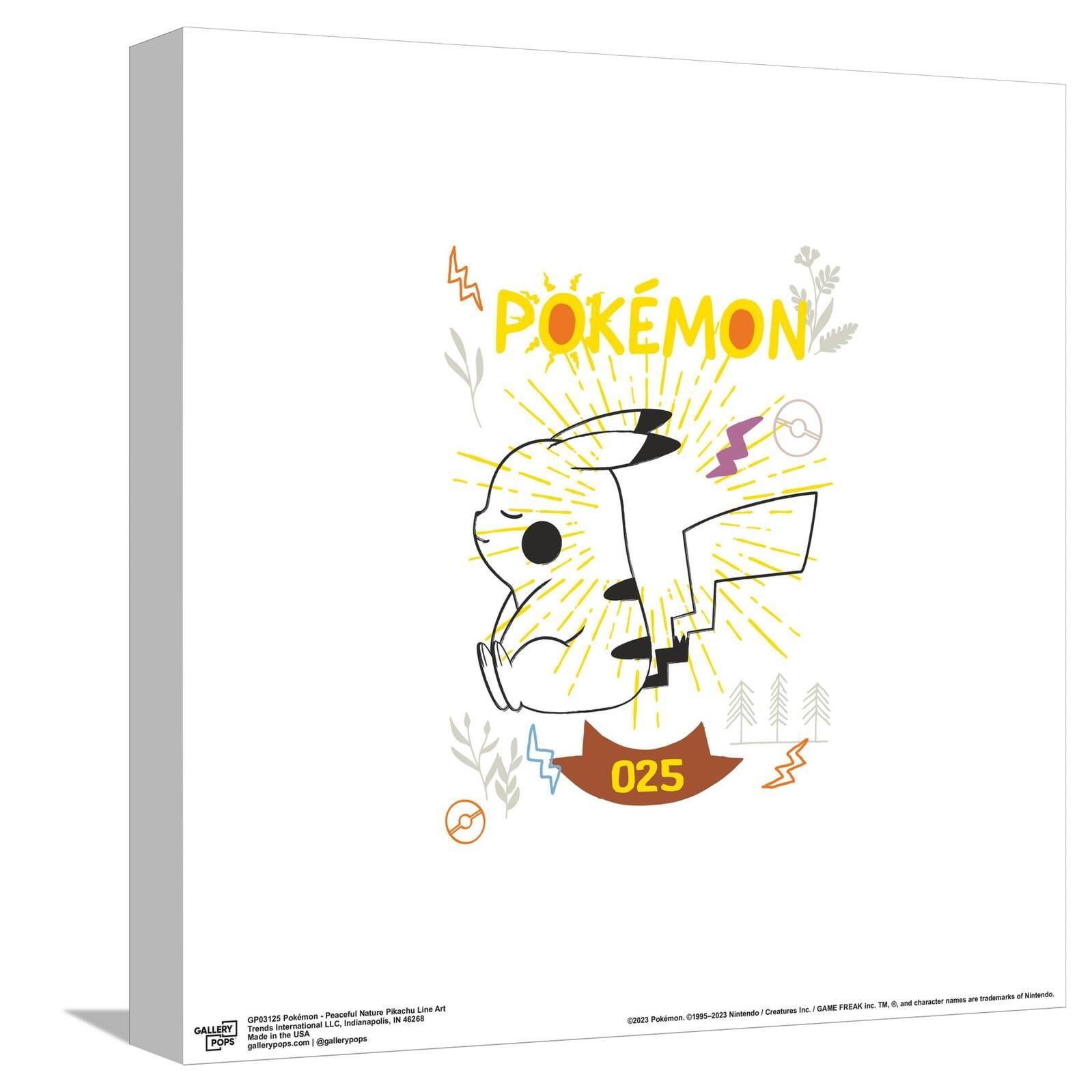 Gallery Pops Pokémon - Peaceful Nature Pikachu Line Art Canvas Wall Art ...