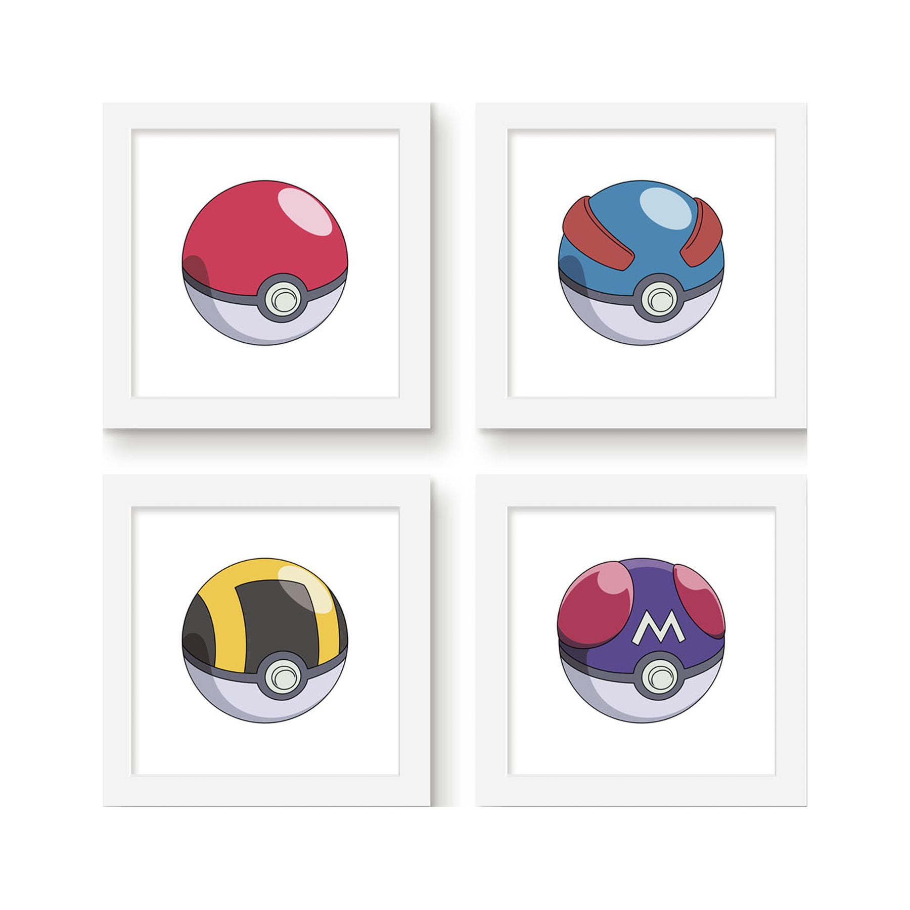 Gallery Pops Pokémon - Poké Ball Wall Art Bundle (4-Pack) - Walmart.com