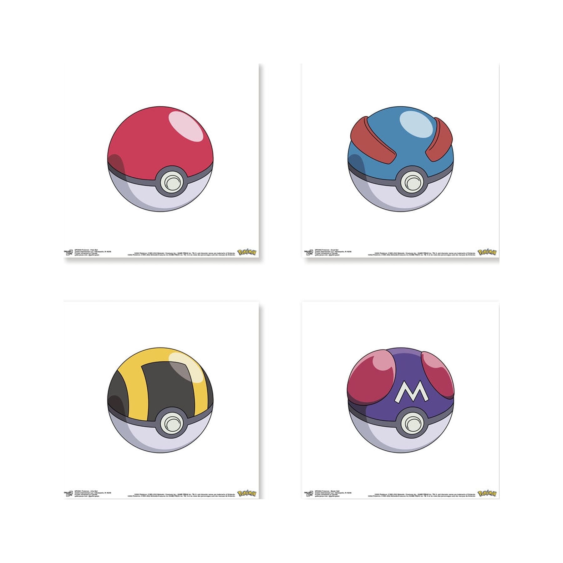 Gallery Pops Pokemon - Poke Ball Wall Art Bundle (4-Pack) - Walmart.com