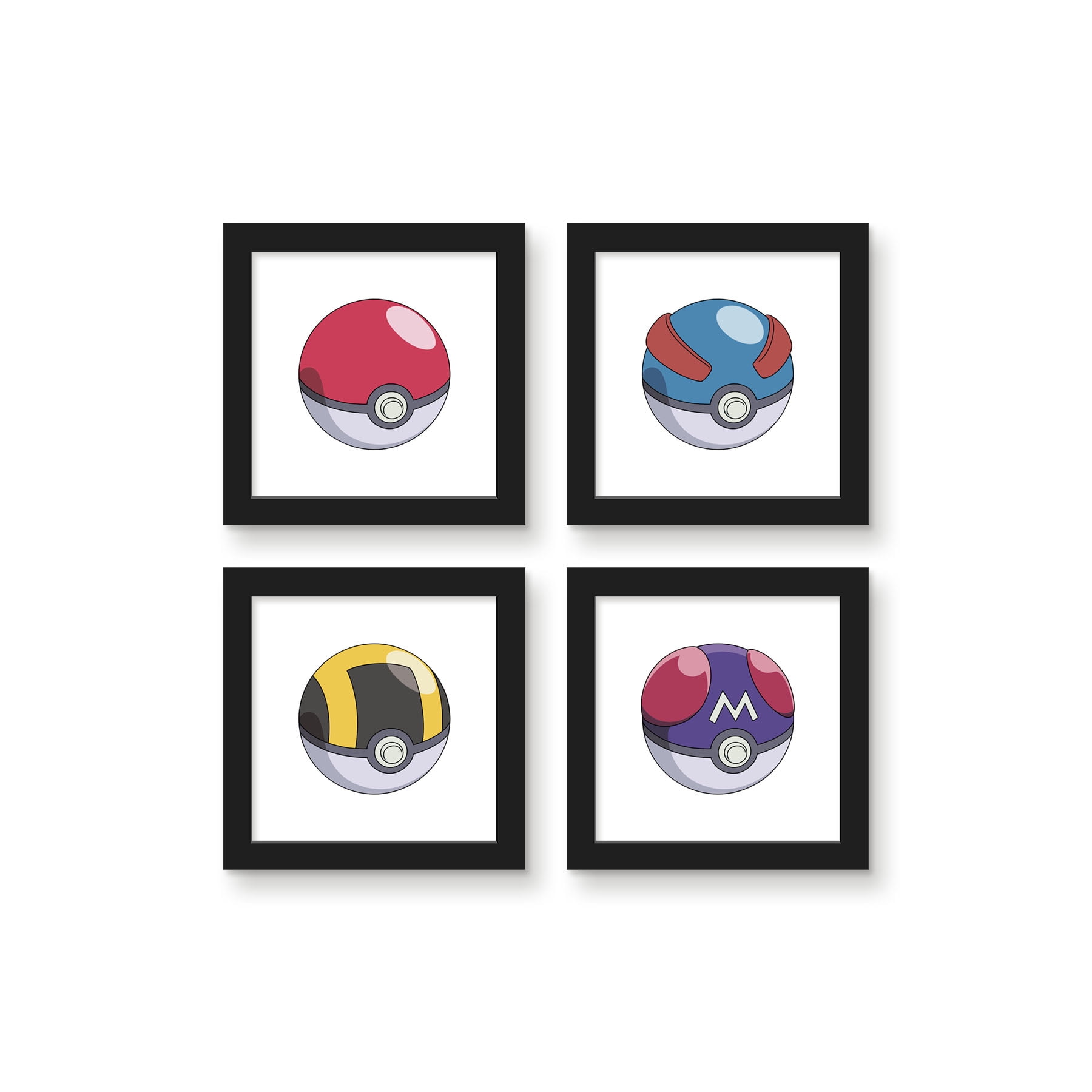 Gallery Pops Pokémon - Poké Ball Wall Art Bundle (4-Pack) - Walmart.com