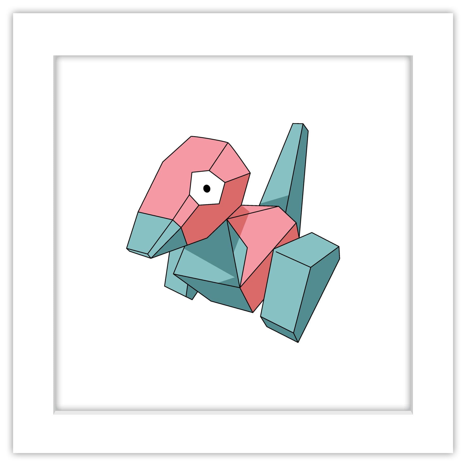 Gallery Pops Pokemon - Porygon Wall Art, White Framed Version, 12" x 12 ...