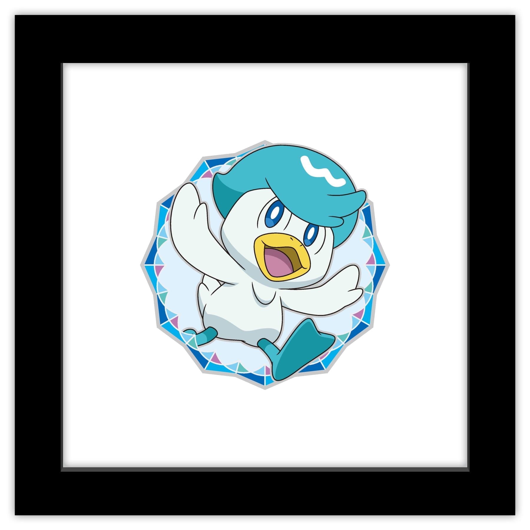 Gallery Pops Pokemon - Quaxly Sparkle Badge Wall Art, Black Framed ...