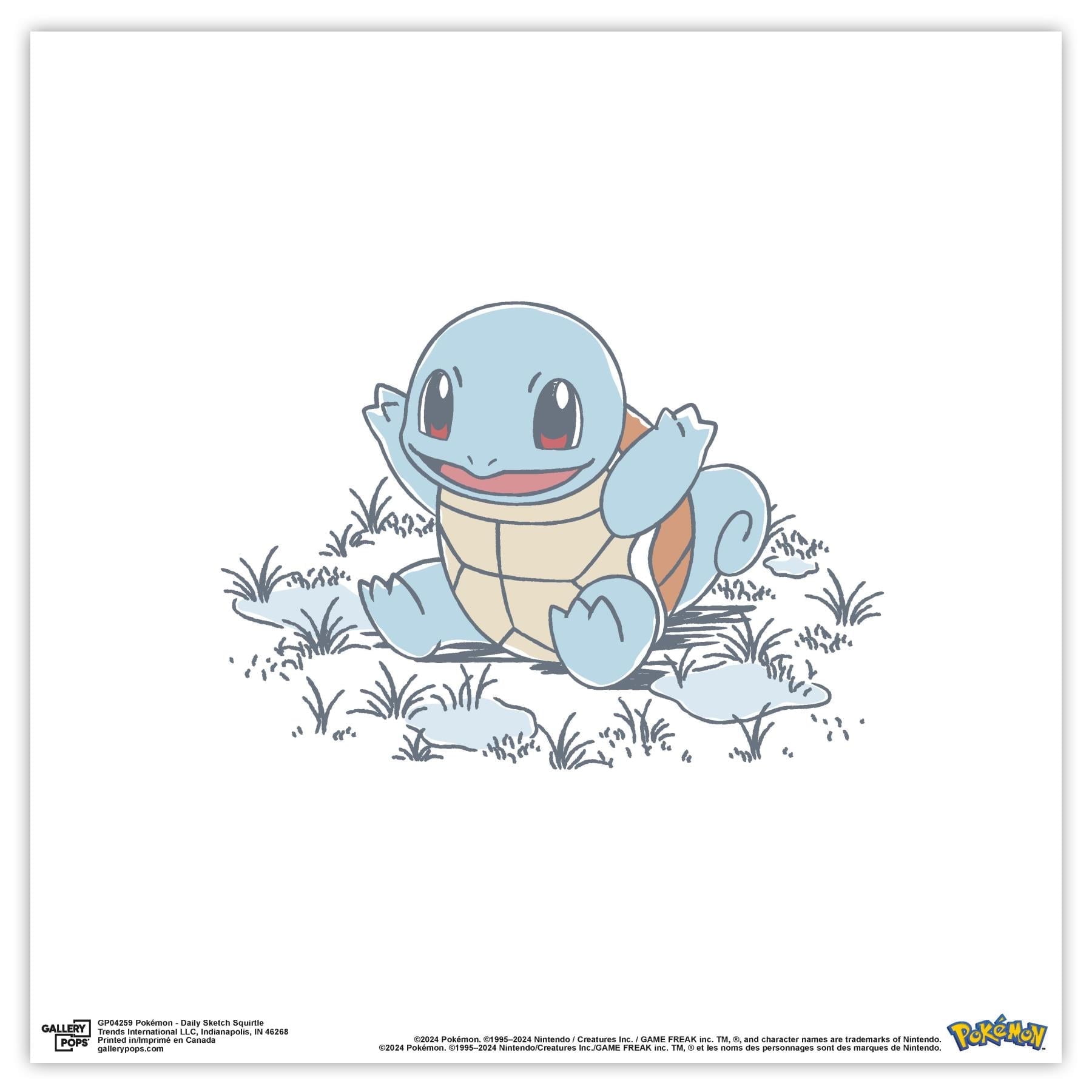 Gallery Pops Pokemon - Daily Sketch Squirtle Wall Art, Unframed Version ...