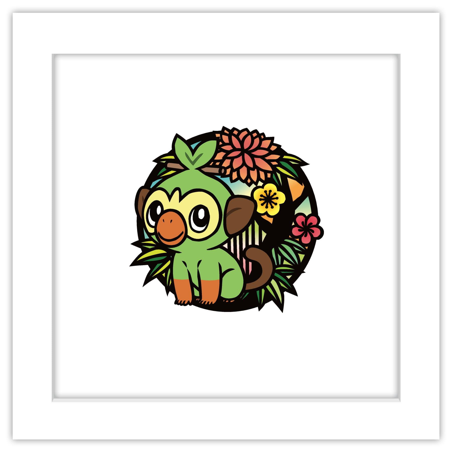Gallery Pops Pokemon - Wagara Grookey Wall Art, White Framed Version ...
