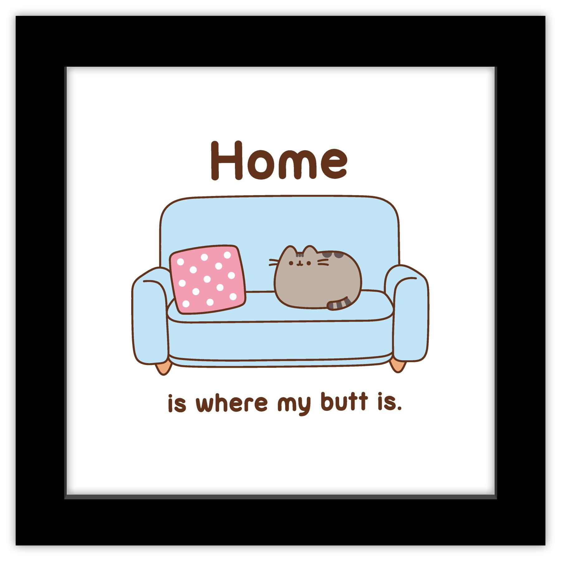 Gallery Pops Pusheen - Home Is Where My Butt Is Wall Art, Black Framed ...