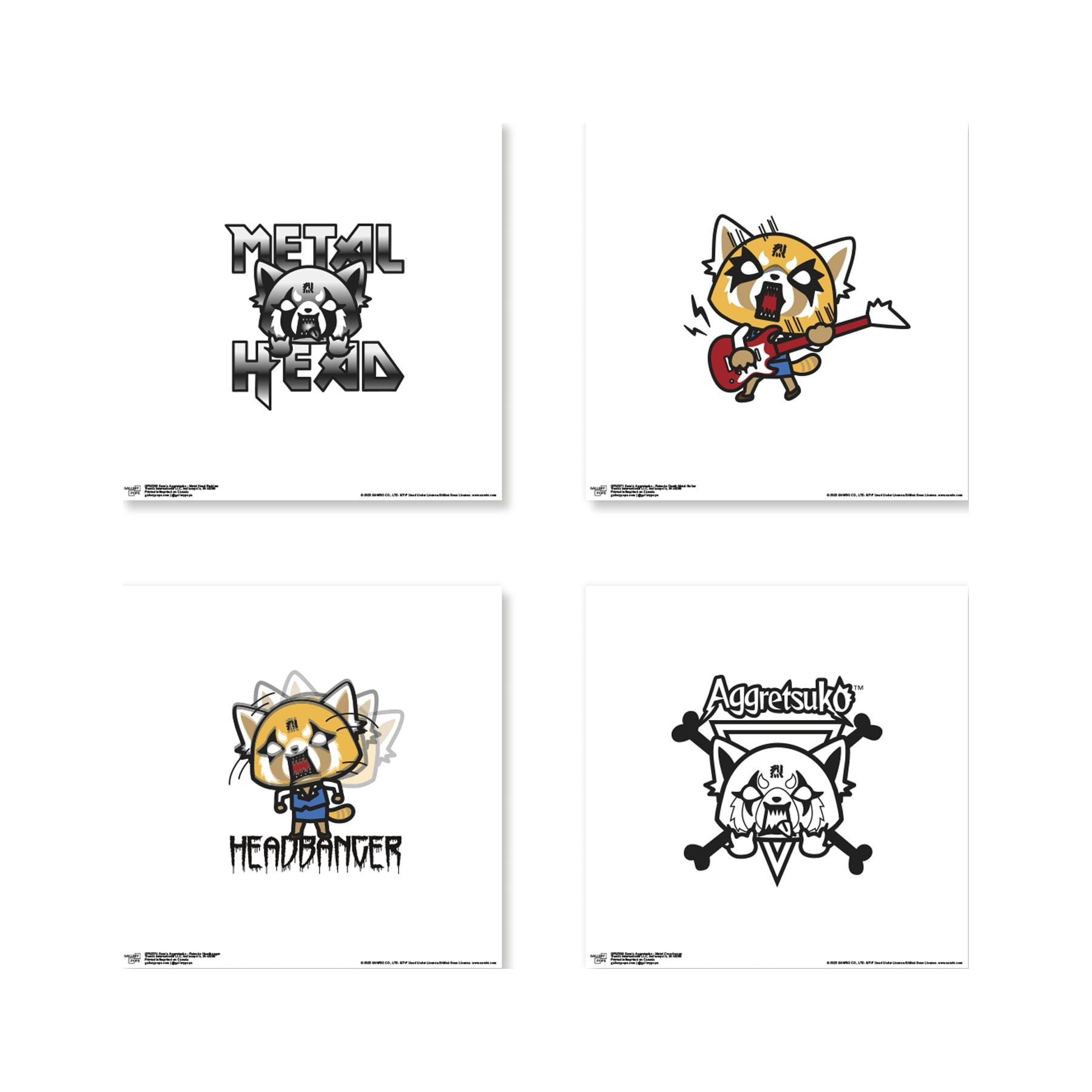 Gallery Pops Sanrio Aggretsuko - Metal Head Wall Art Bundle (4-Pack ...