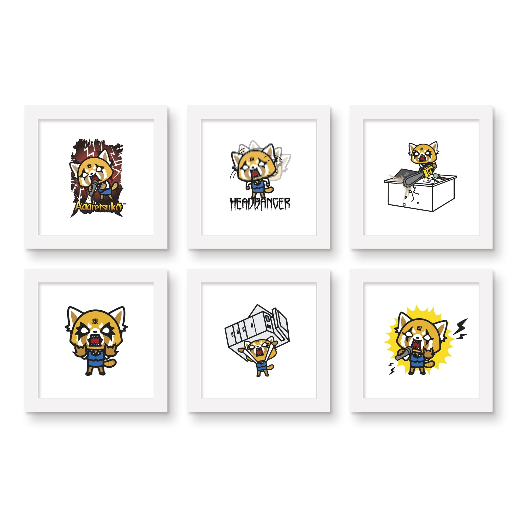 Gallery Pops Sanrio Aggretsuko - Retsuko Rage Wall Art Bundle (6-Pack ...