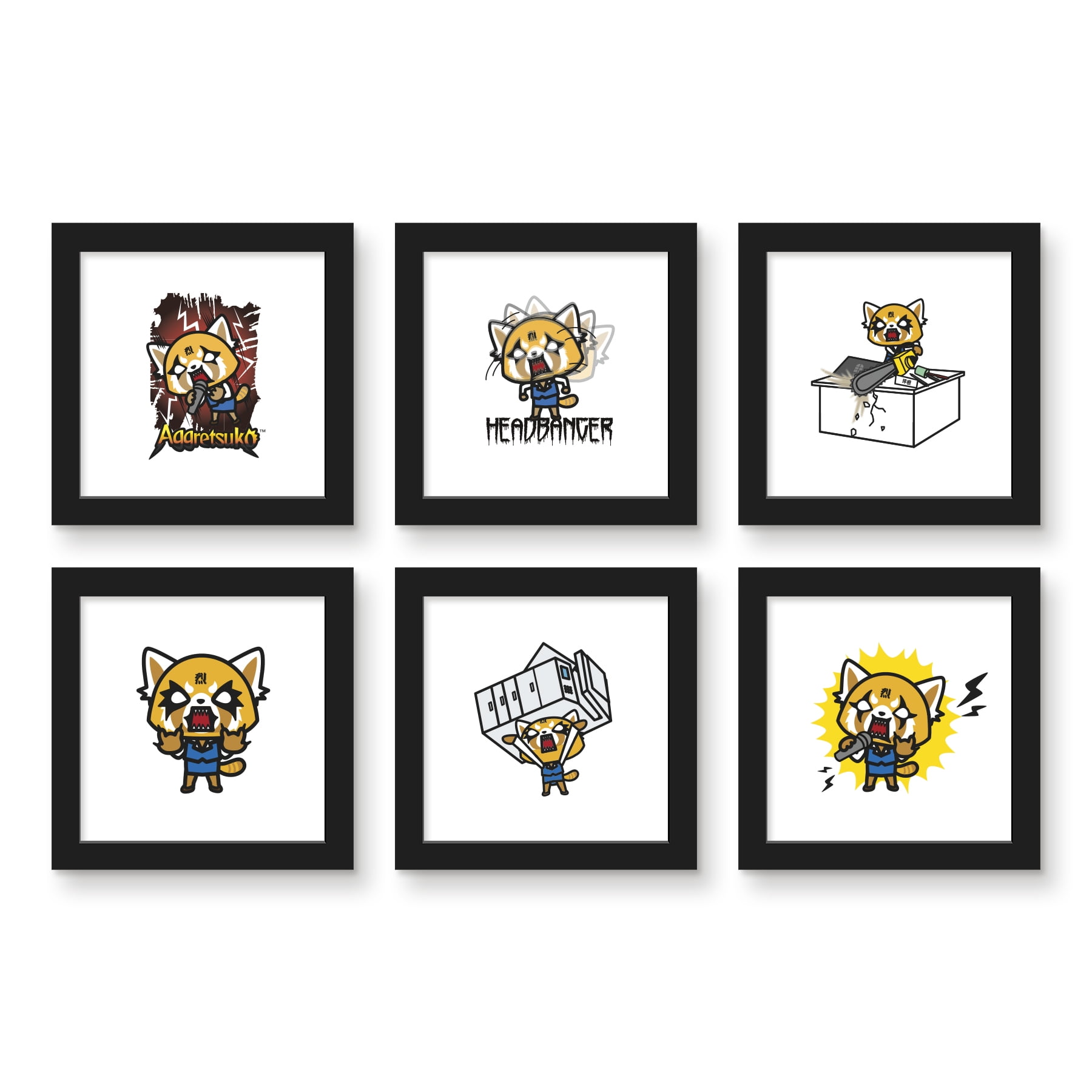 Gallery Pops Sanrio Aggretsuko - Retsuko Rage Wall Art Bundle (6-Pack ...