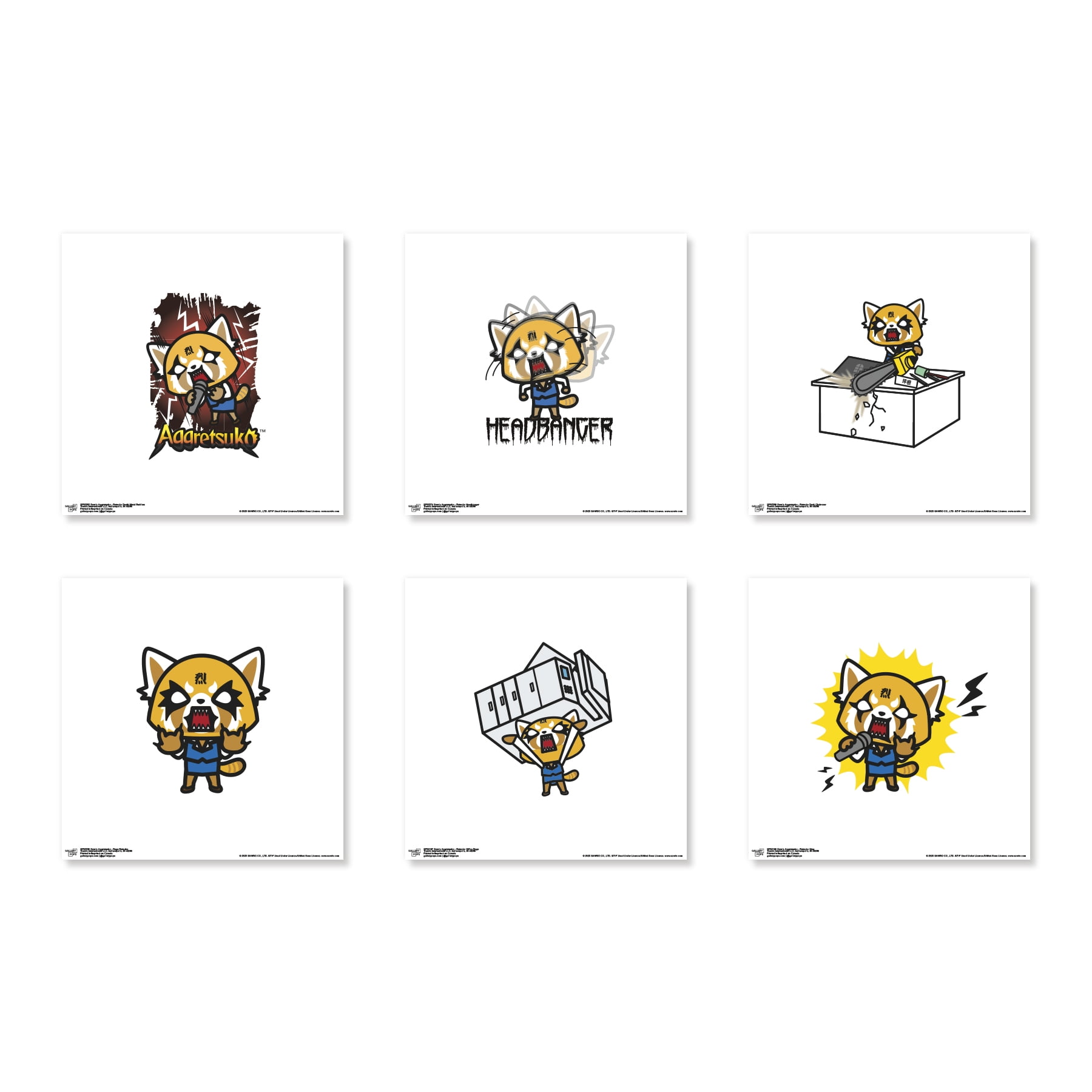 Gallery Pops Sanrio Aggretsuko - Retsuko Rage Wall Art Bundle (6-Pack ...