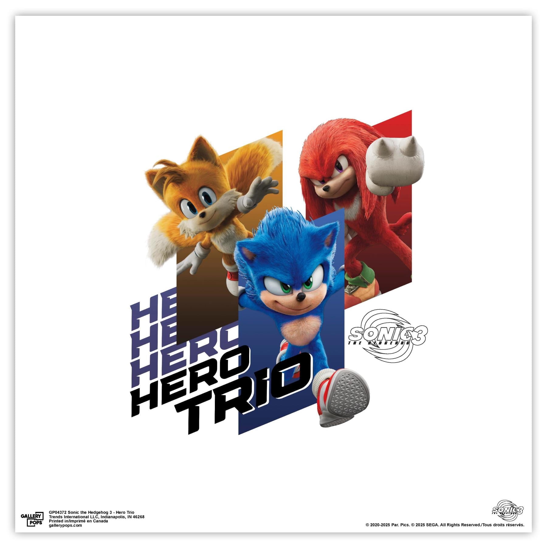 Gallery Pops Sonic the Hedgehog 3 - Hero Trio Wall Art, Unframed ...